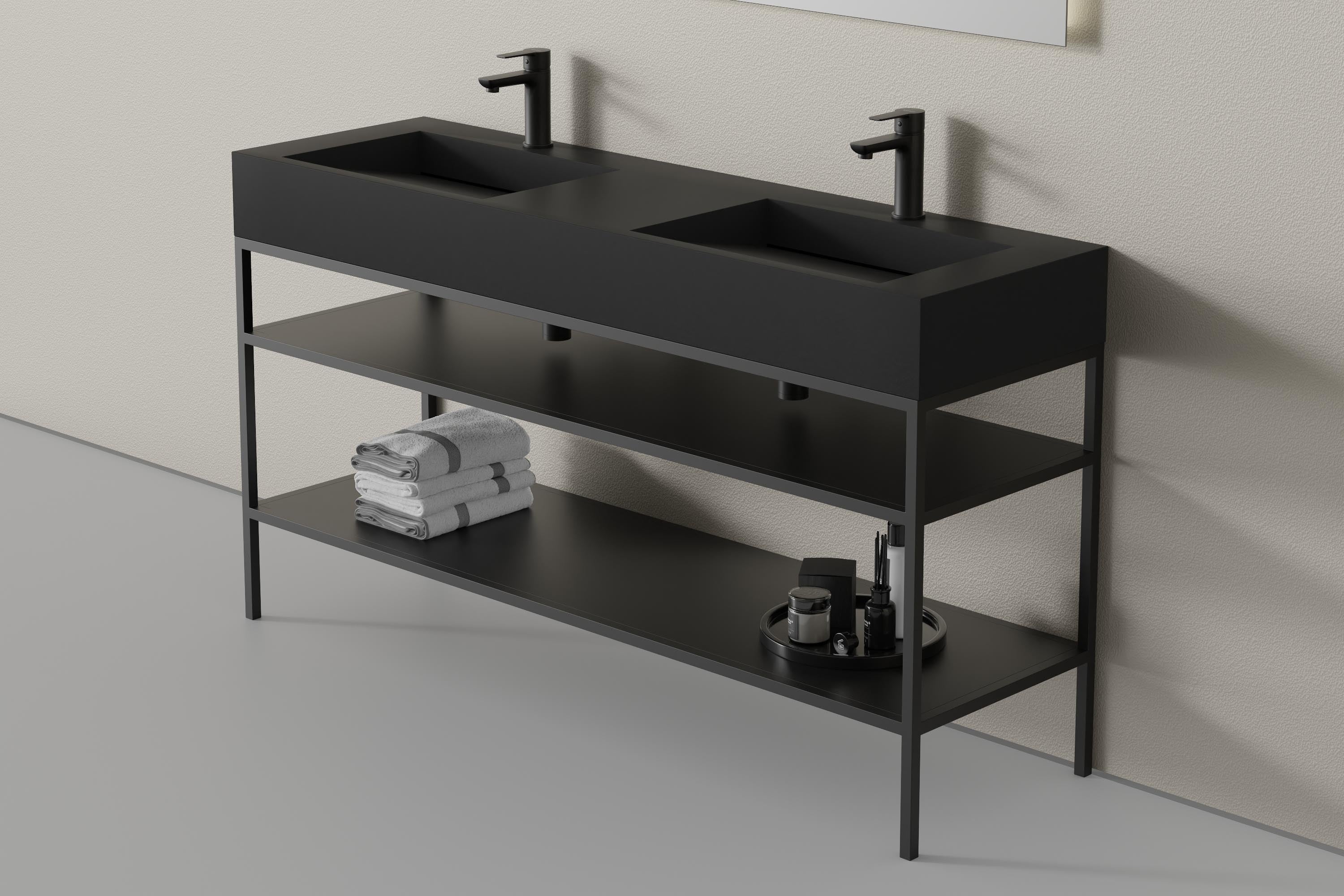 BERNSTEIN - Console métallique 150S à poser 153x45x70cm (LxPxH) - noir ...