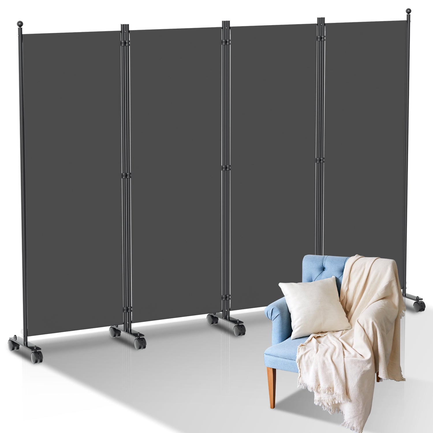 Biombo Separador Plegable con Ruedas, Estructura Metálica, Ideal para ...