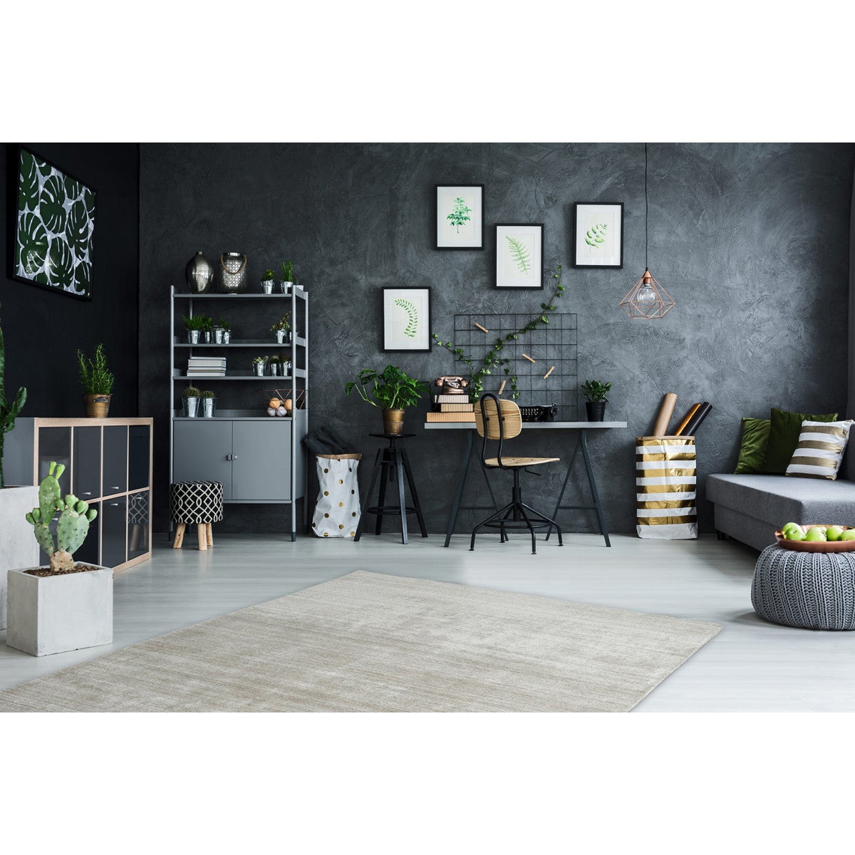 Tapis uni naturel en laine Ivoire 200x290 ROSACE | Leroy Merlin