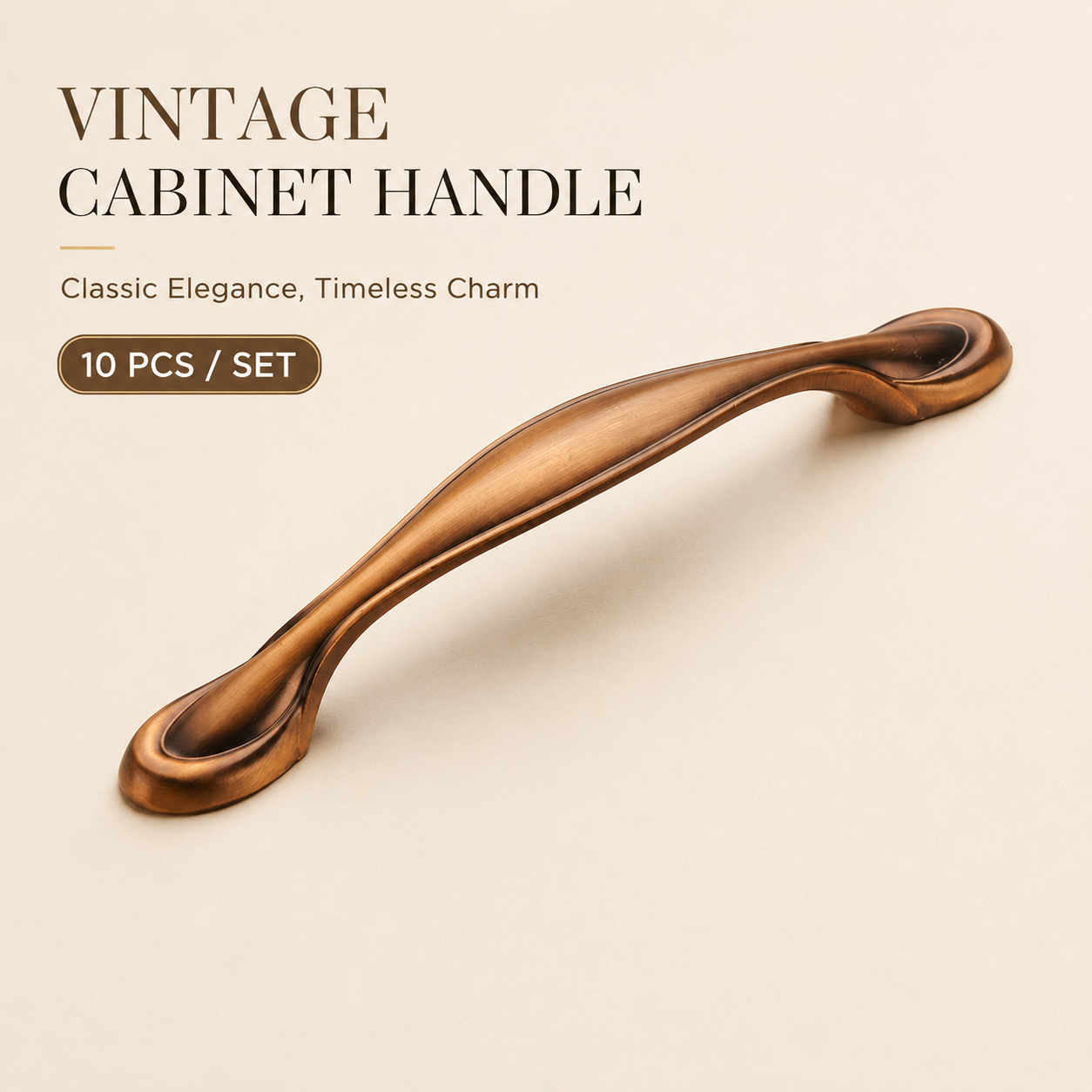 Lot de 10 poignées de meuble bronze café vieilli design fluide, entraxe ...