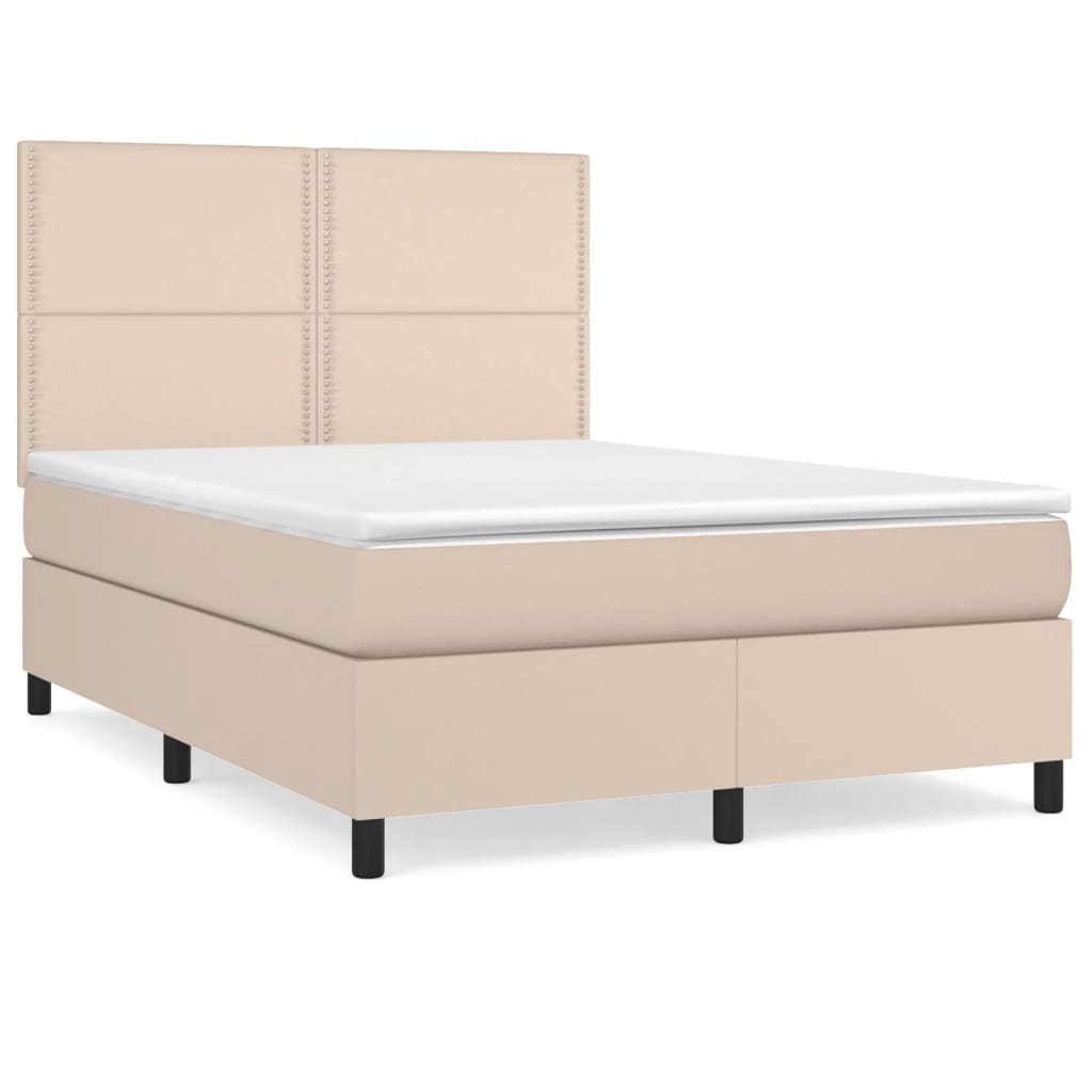 Cama box spring con colchón cuero sintético capuchino 140x200cm | Leroy ...