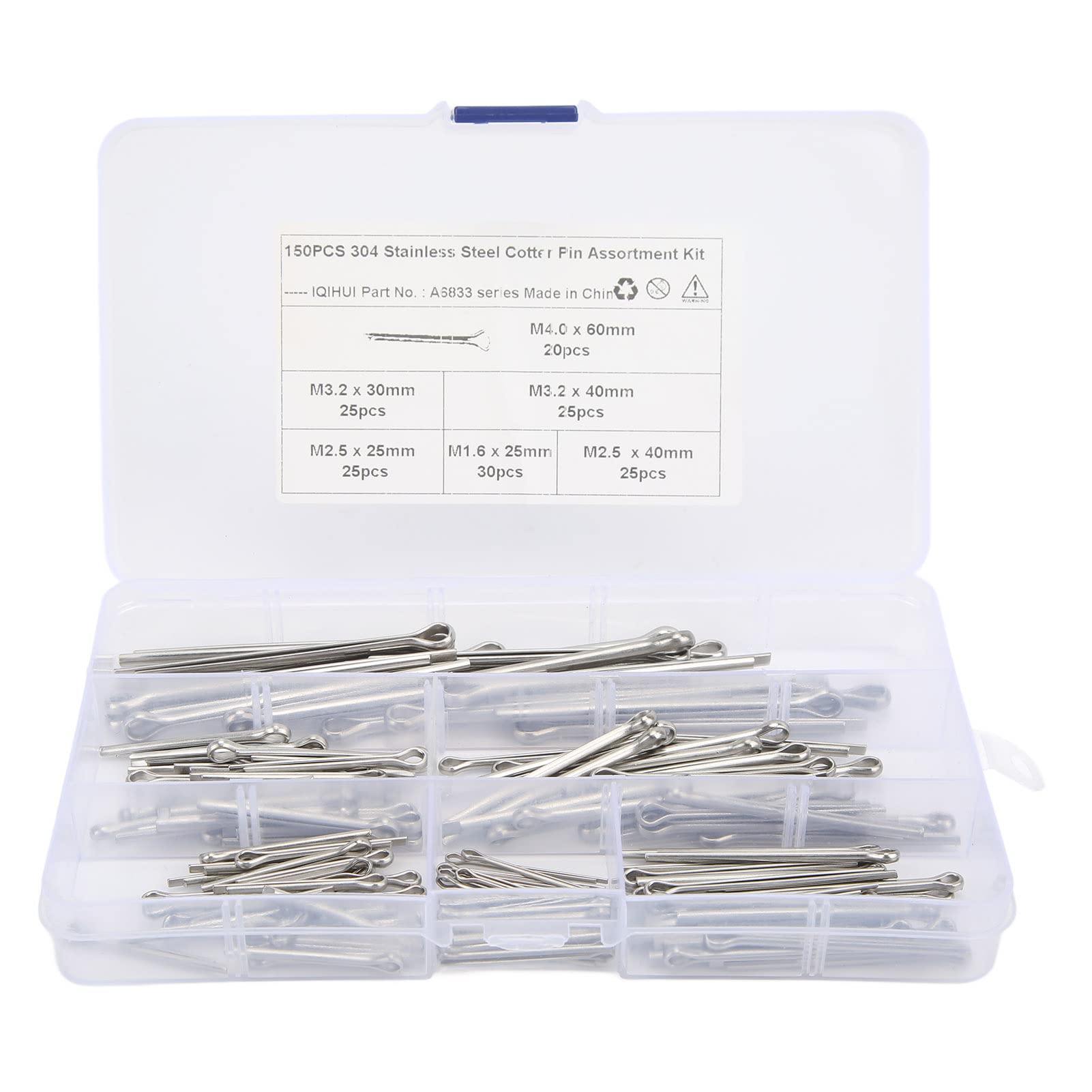 Kit de fixation à goupille fendue en acier inoxydable, 6 tailles, pour ...