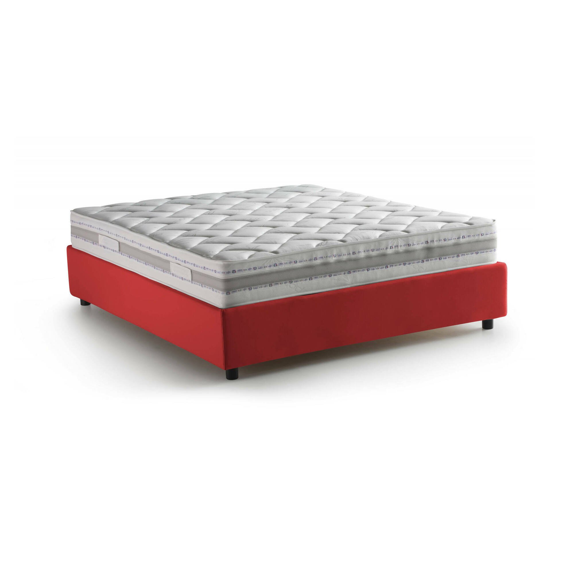 Lit double Made in Italy, Matelas inclus déhoussable, Coffre, Rouge ...