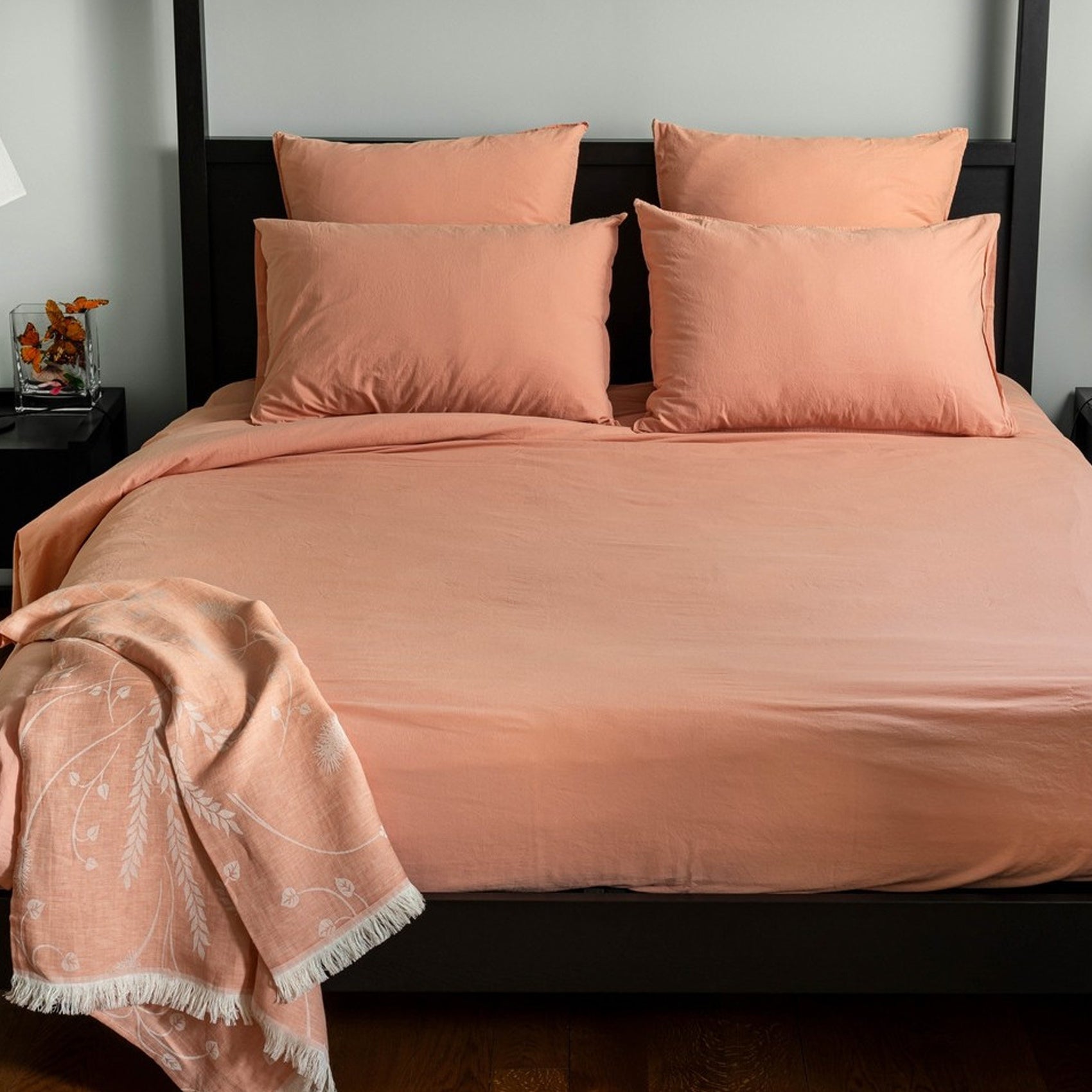 Drap plat en coton lavé Cap Ferret - Terracotta - 270x290 cm - Coton ...