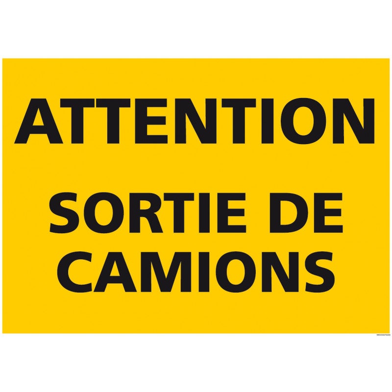 PANNEAU DE SIGNALISATION ATTENTION SORTIE DE CAMIONS (C1295) 210 x 150 ...