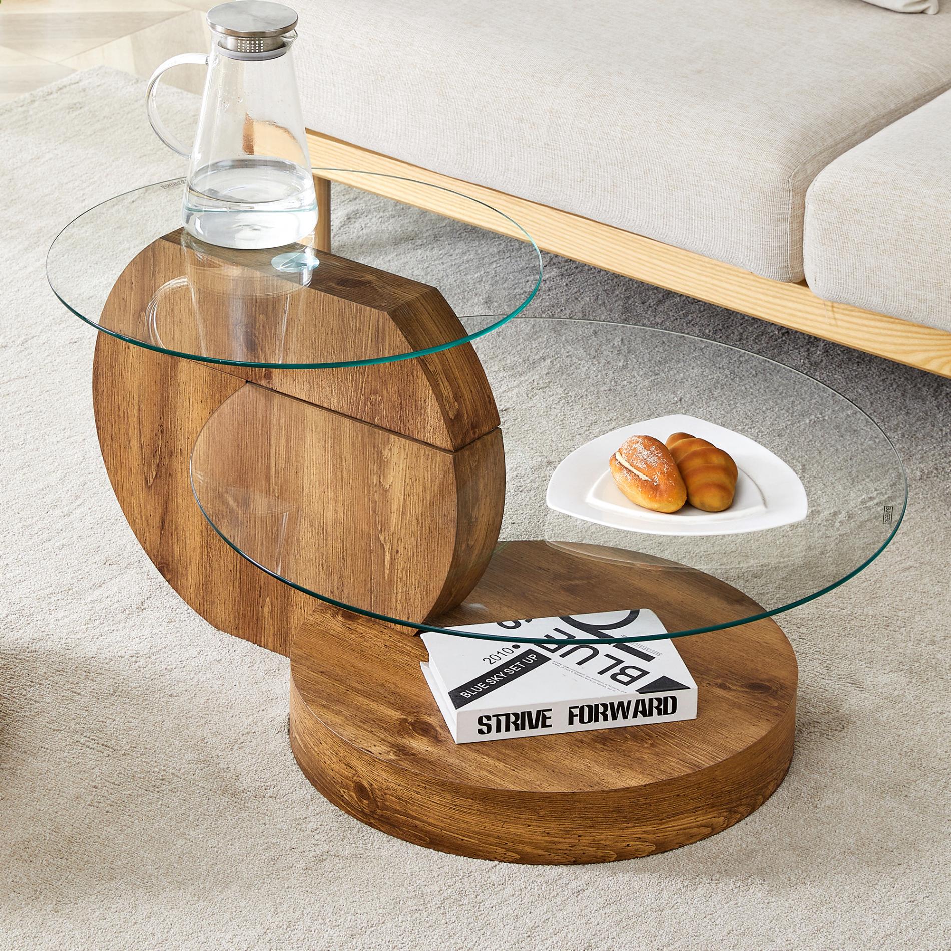 Table Basse Moderne en Verre Trempé, Design Minimaliste à Plusieurs ...