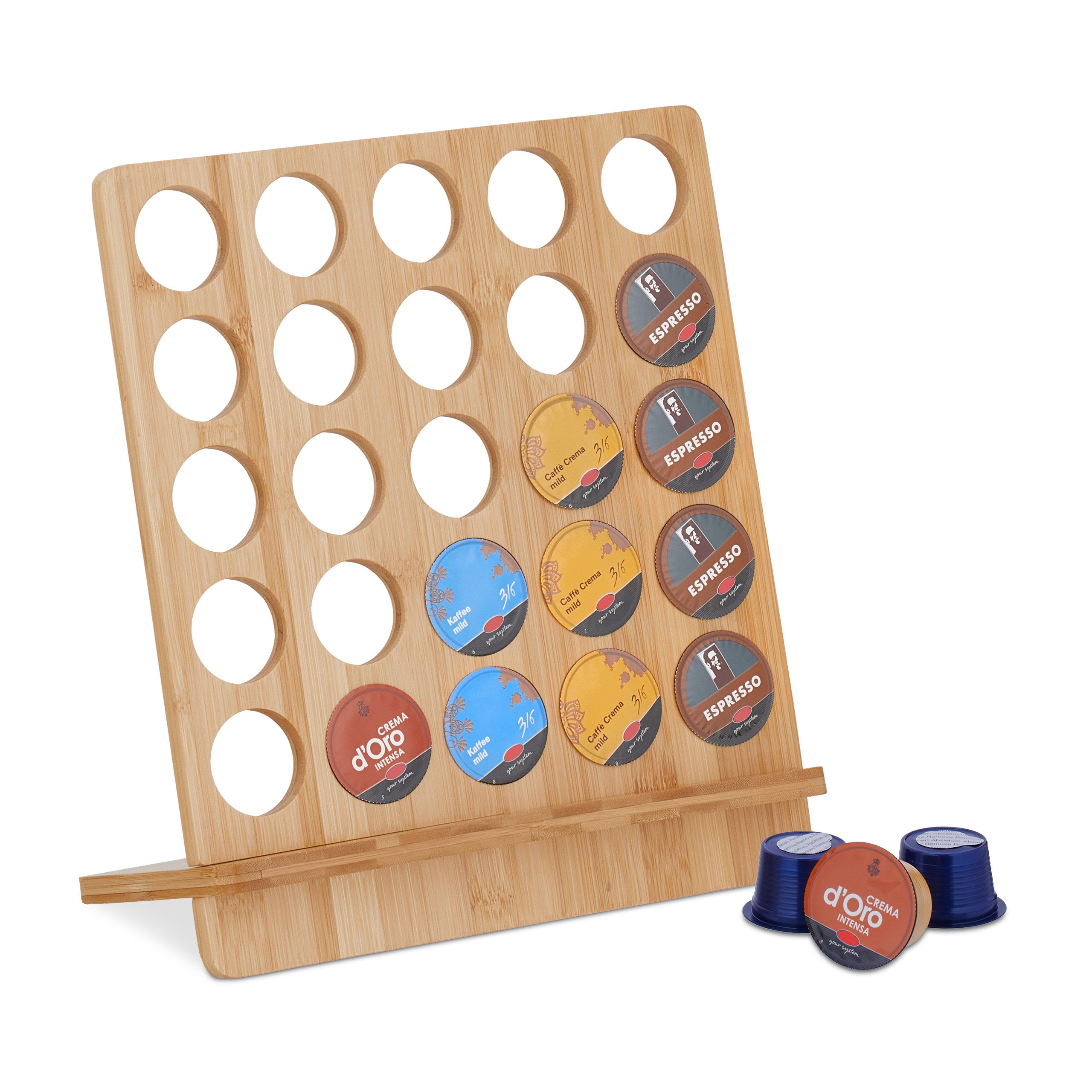 Range-capsules, support pour 25 dosettes, porte-dosettes bambou, HxLxP ...