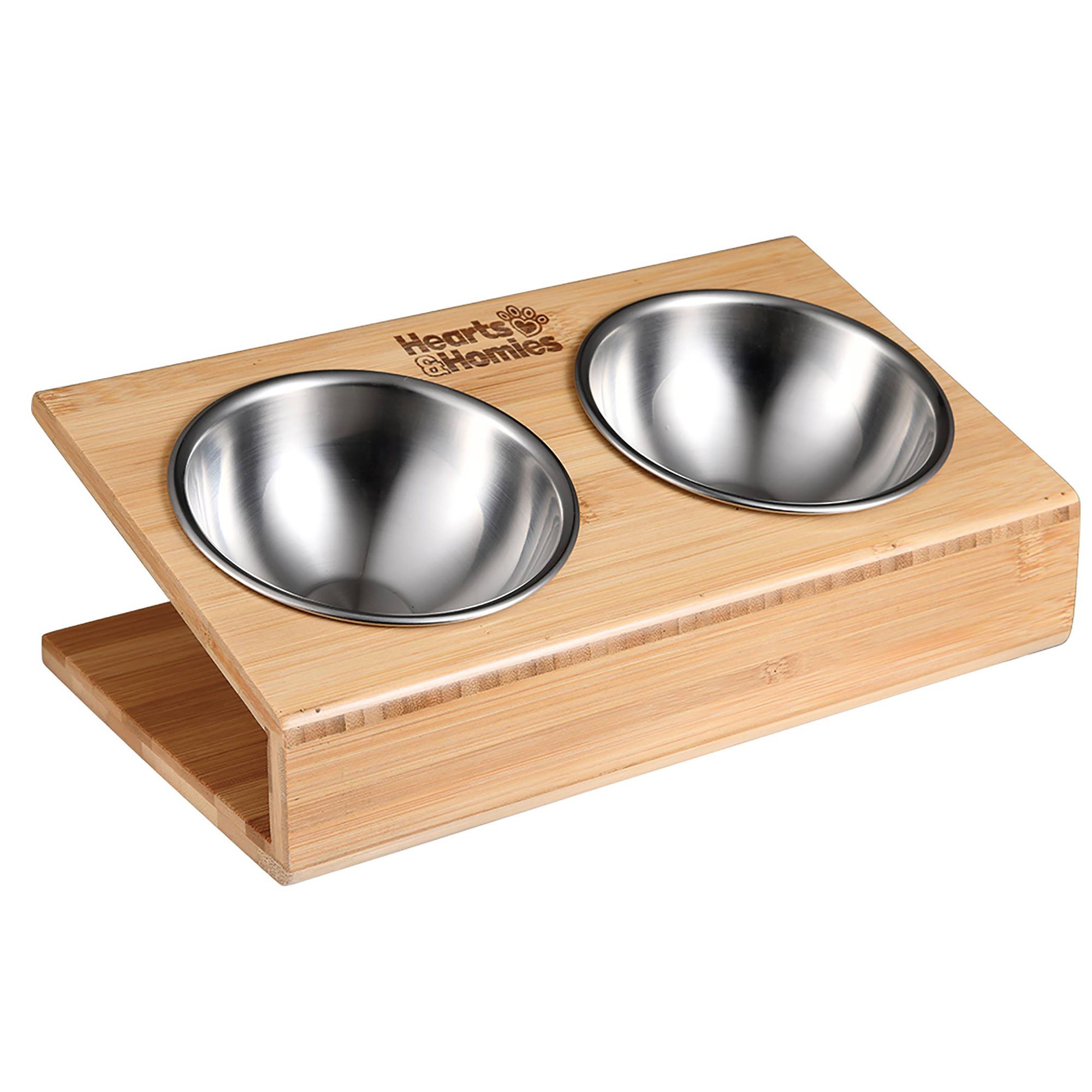 Fuente doble en forma de V de acero inox y bambú Hearts&Homies | Leroy ...