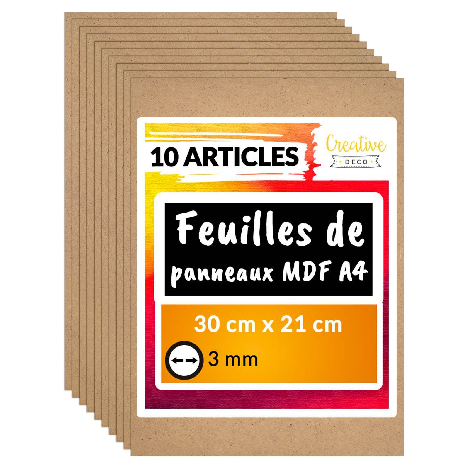 Creative Deco 10 x A4 Panneau MDF | 300 x 210 x 3 mm | Feuille Bois ...