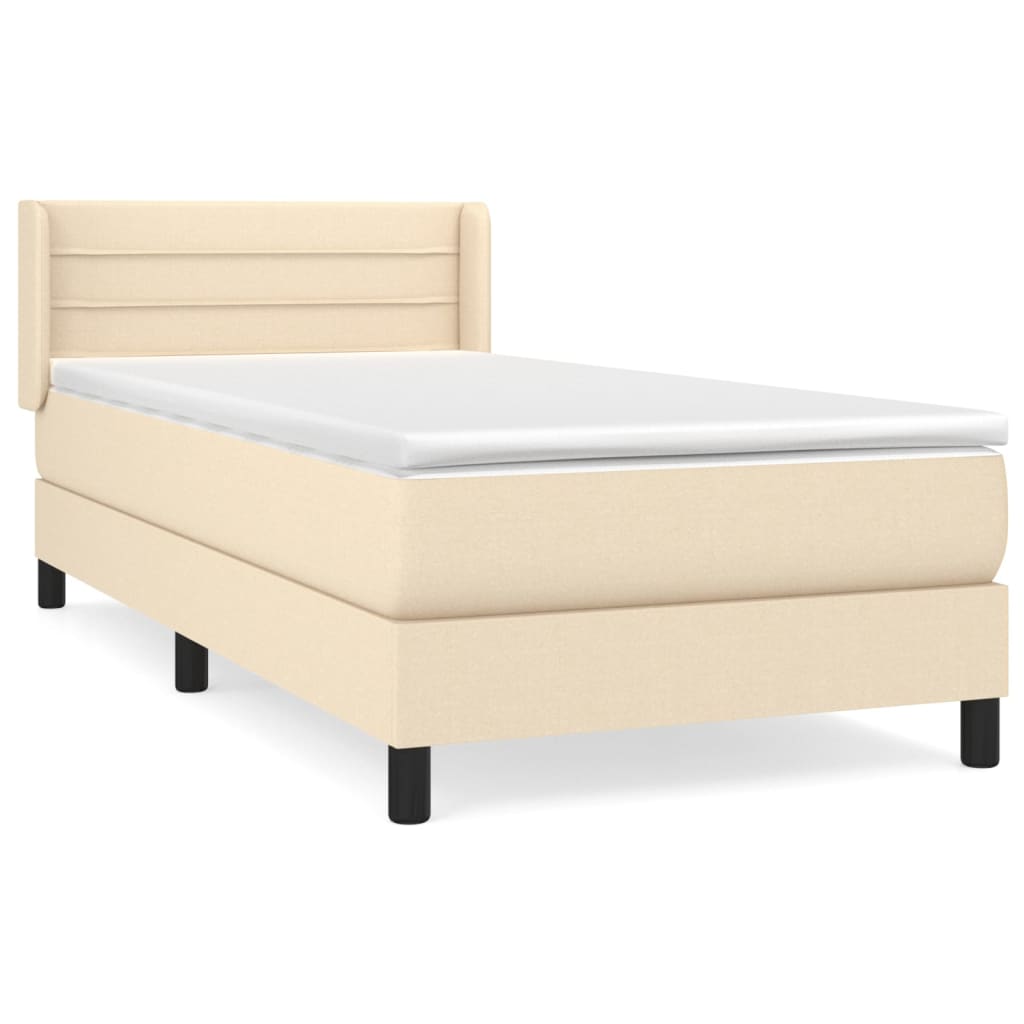 Cama box spring con colchón tela color crema 100x200 cm | Leroy Merlin