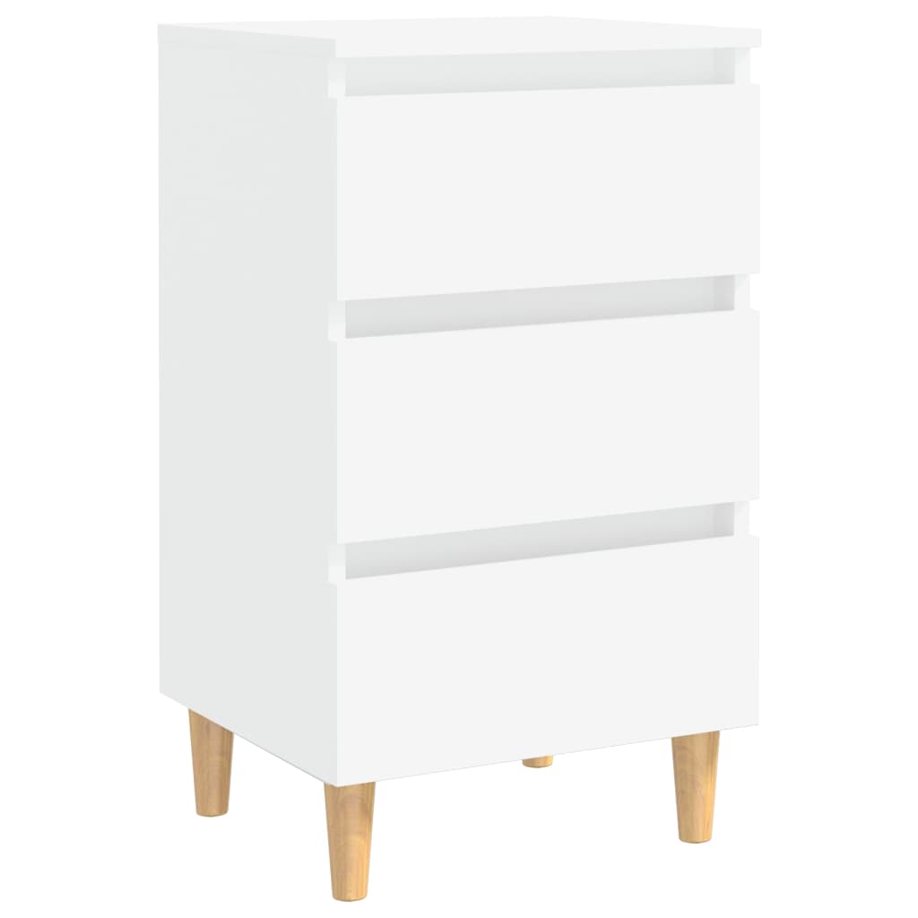 Table de chevet avec pieds en bois massif blanc 40x35x69 cm - COMFORTXL ...