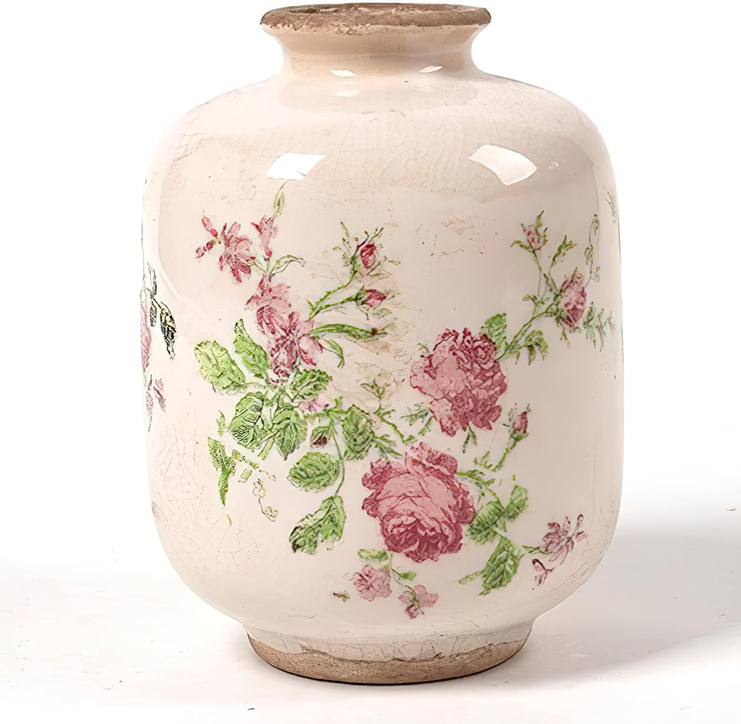 Petit vase en céramique blanc de style campagnard français peint à la ...