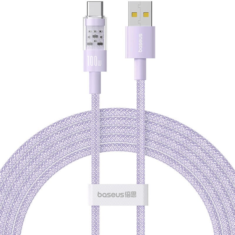Cable de carga rápida Baseus Gem USB A a USB C de 2 m y 100 W, color ...
