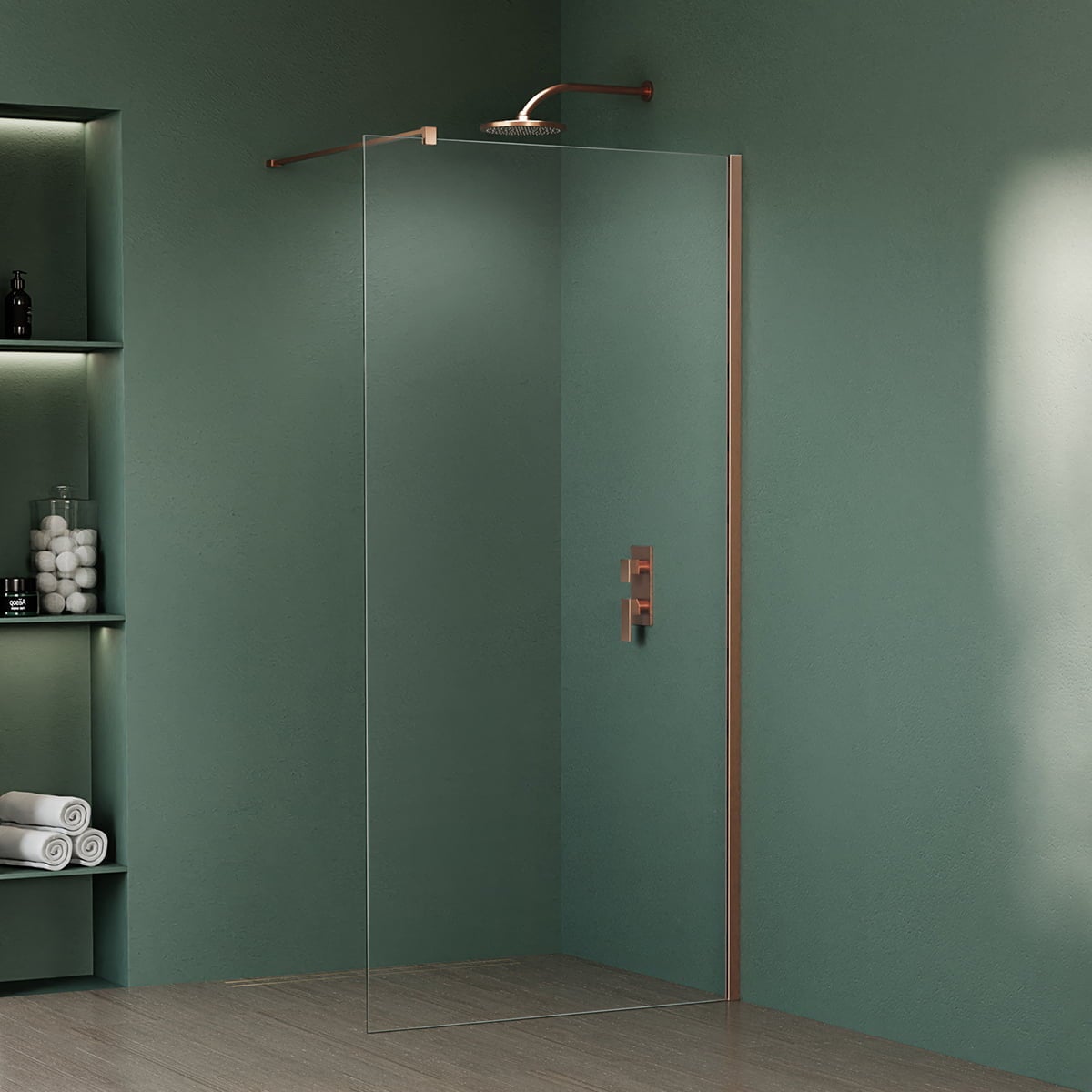 Mampara de ducha transparente l.80 cm cobre cepillado AROSA | Leroy Merlin