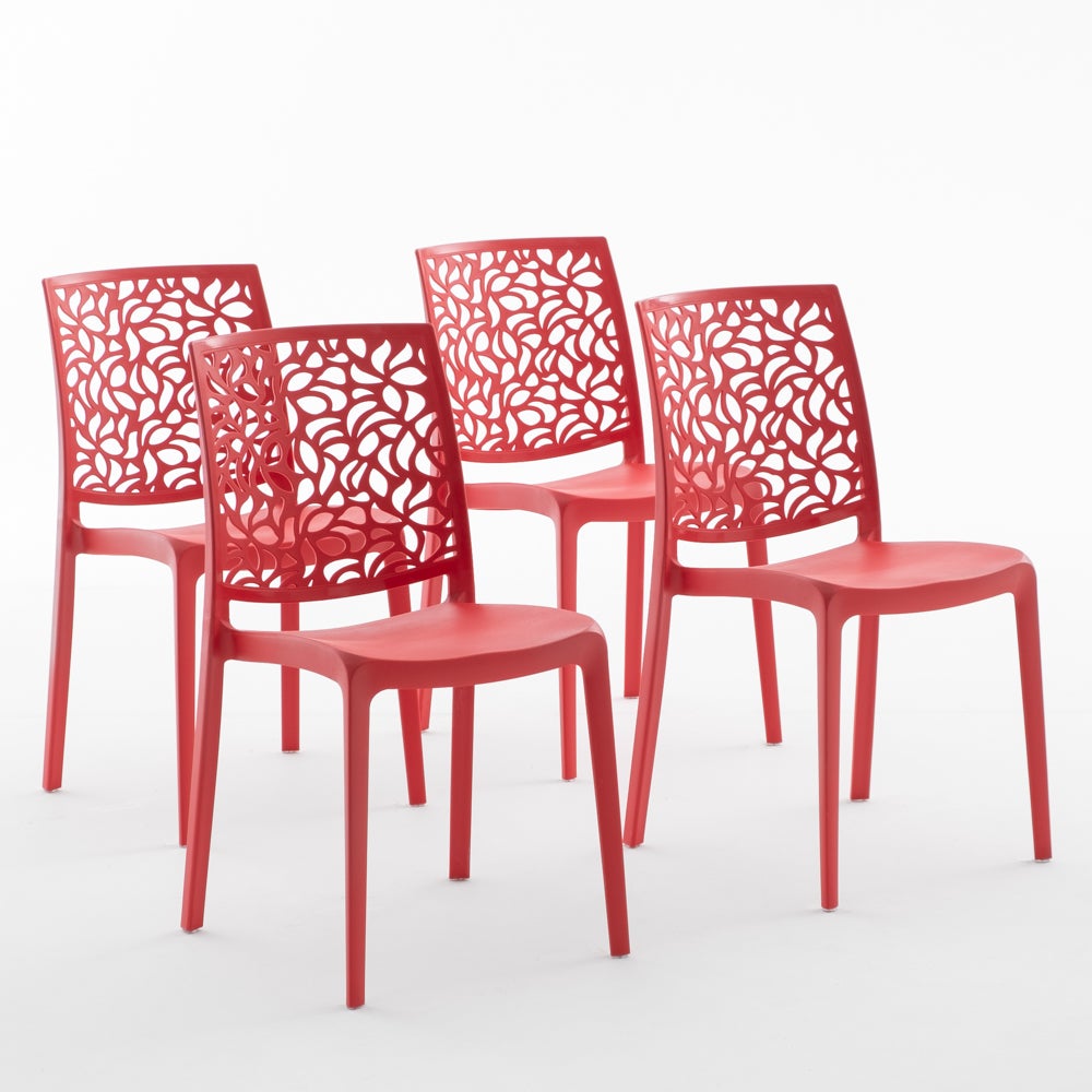 Conjunto de 4 sillas Anna apilables en polipropileno con fibra de ...