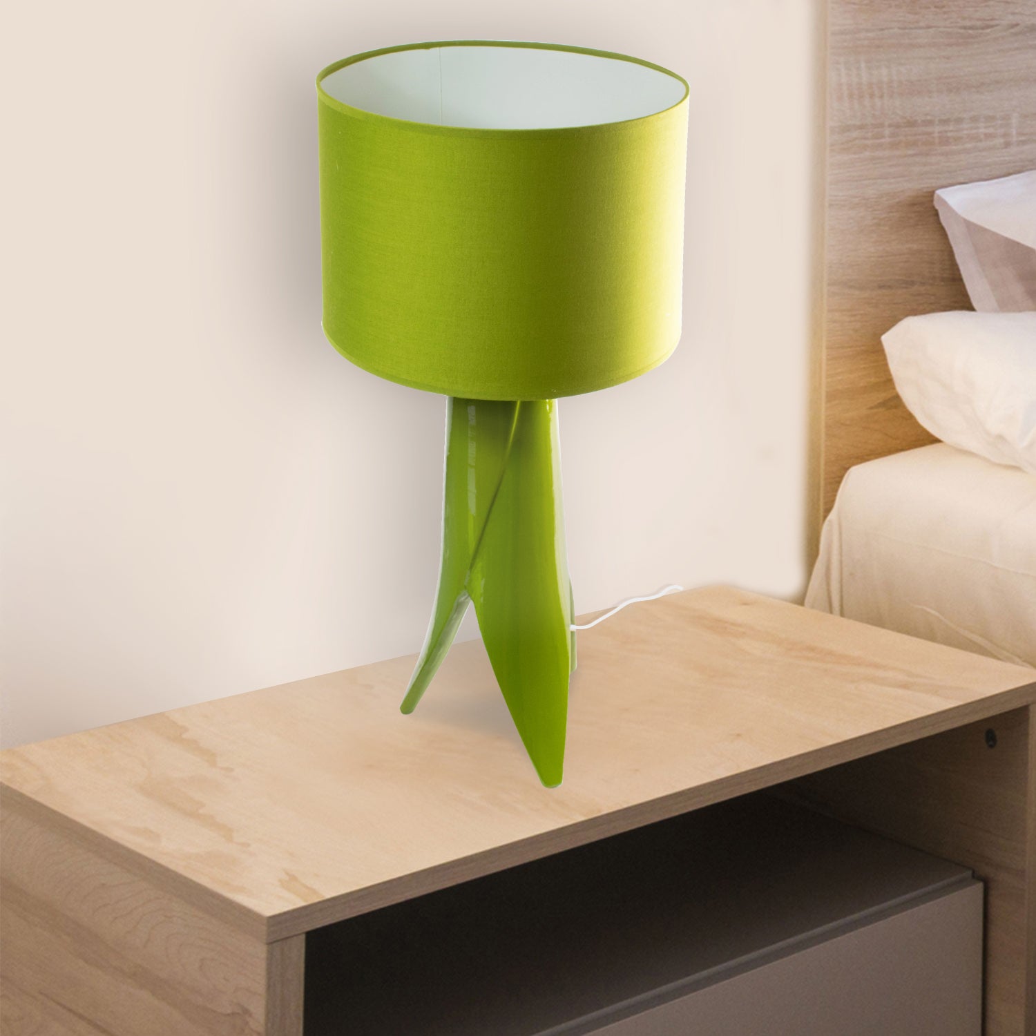 Lampe à poser verte en céramique Eclairage LED salon ou table chevet ...