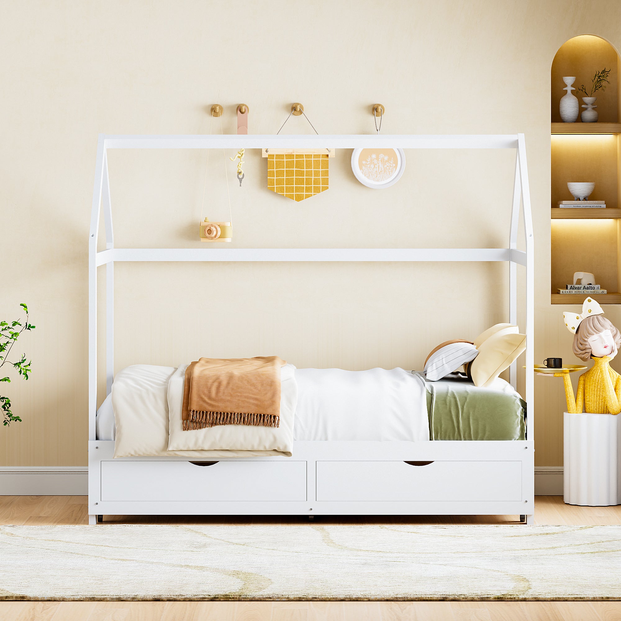 Lit escamotable Lit enfant 90/180 x 190 cm en pin avec tiroirs et ...