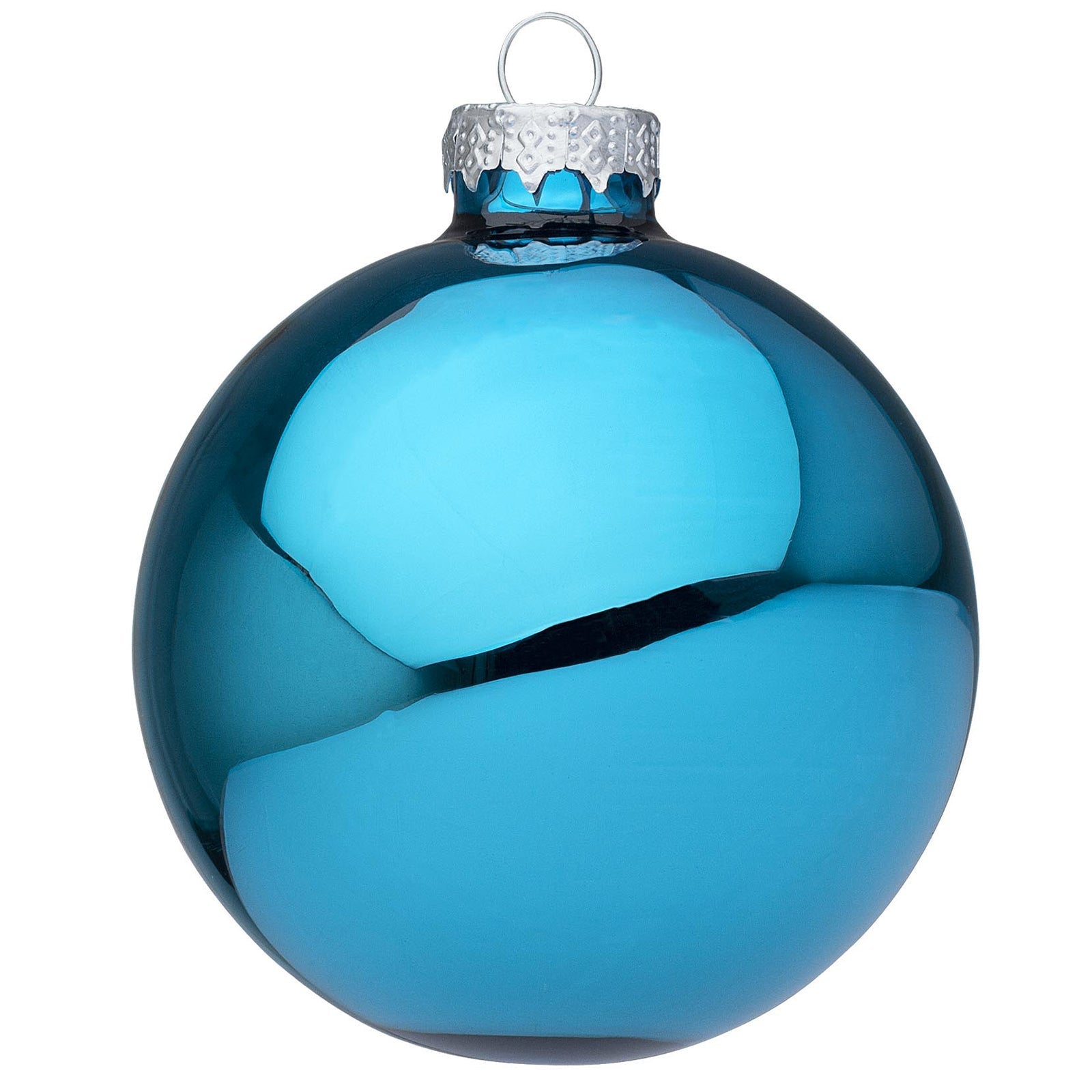 Boules de Noël en verre décoré bleu océan poli / 6 boules de 6 cm ...