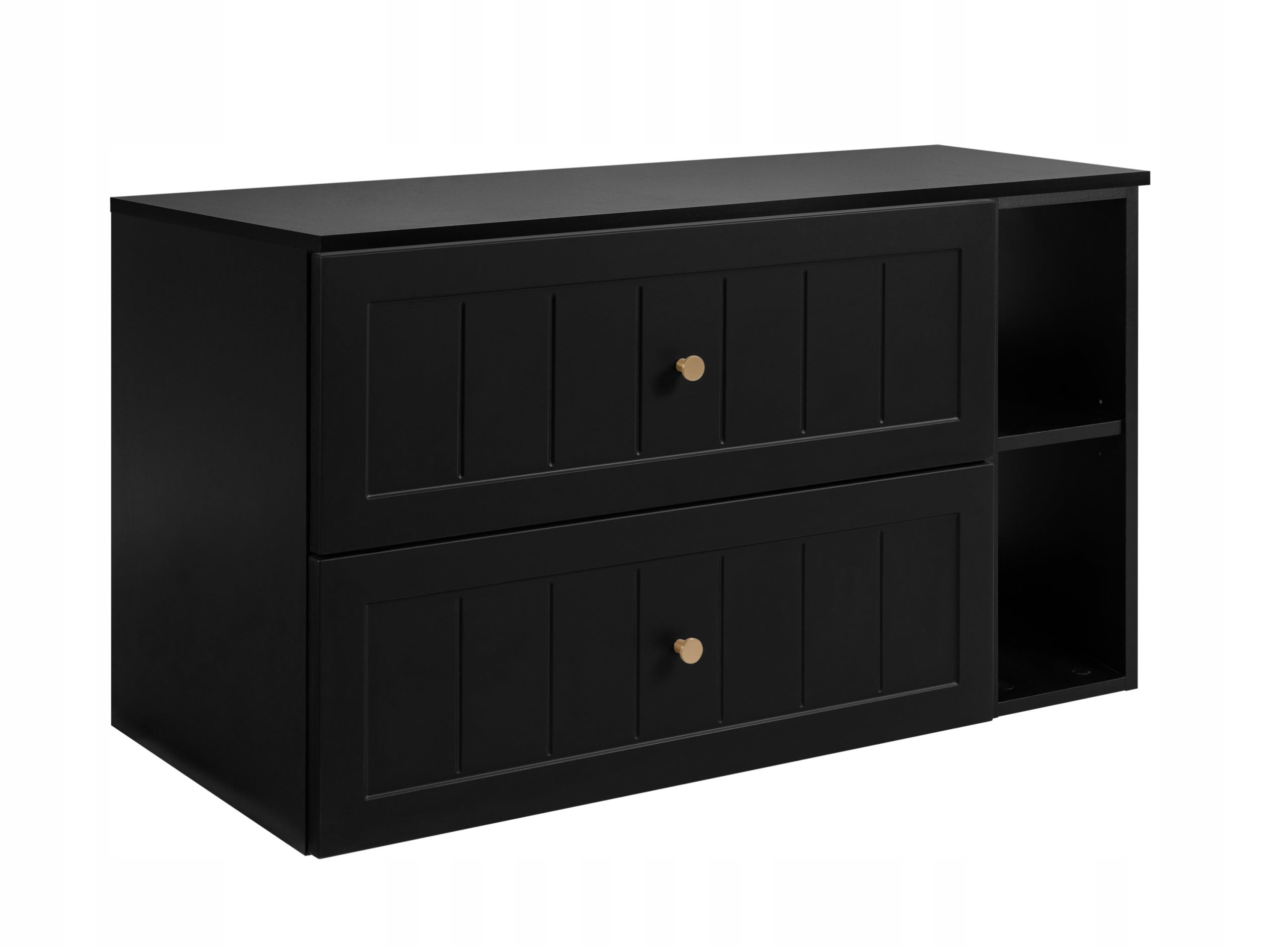 Meuble sous-vasque 80 cm noir avec façades fraisées en MDF et poignées ...