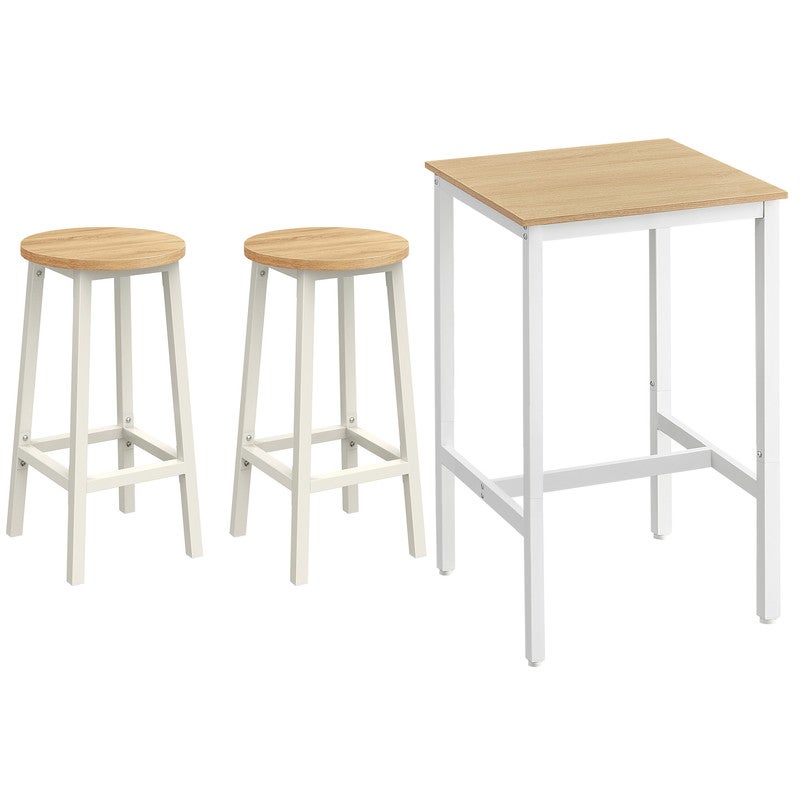 Ensemble Table Haute avec 2 Tabourets de Bar, Table de Bar Carrée ...