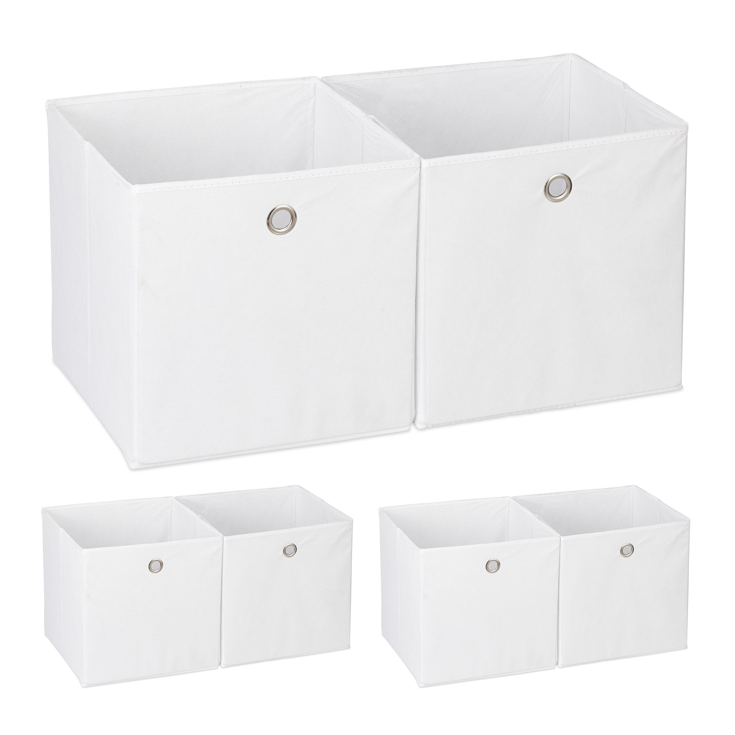 6x boîtes de rangement, carrées; en tissu, Cubique, 30x30x30 cm, blanc ...