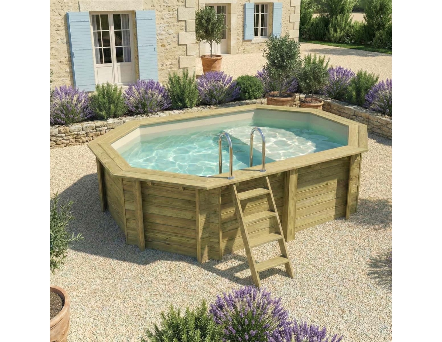 Piscina NEMO 4.3 x 3 – H.1.18 m con playa, arena, sobre bastidor - sin ...