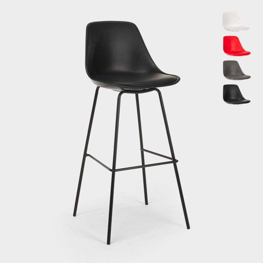 Tabouret de bar cuisine en métal avec coussin design moderne Willis ...