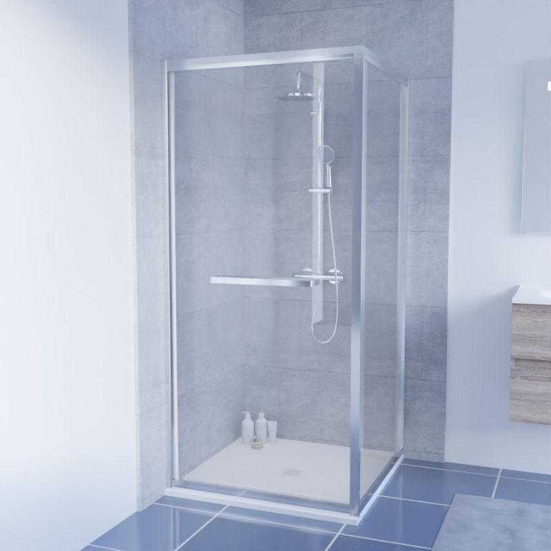 Paroi de douche d'angle 90x90 cm porte rentrante CLEVER | Leroy Merlin