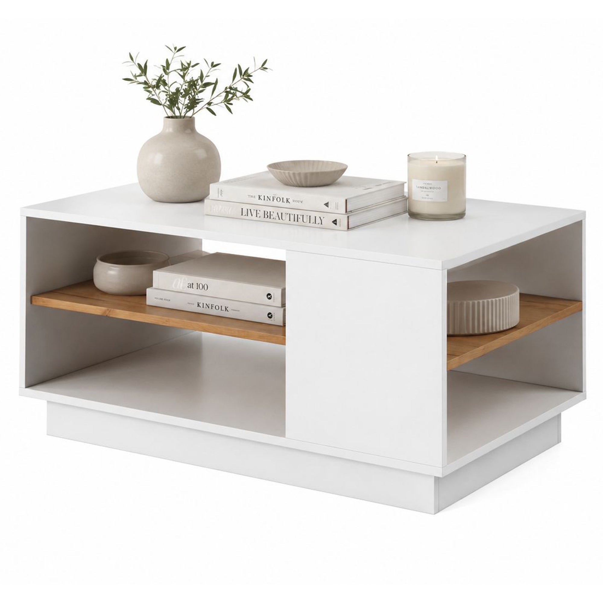 Mesa de Centro, 2 Compartimentos Forma Rectangular, Color Tablero ...