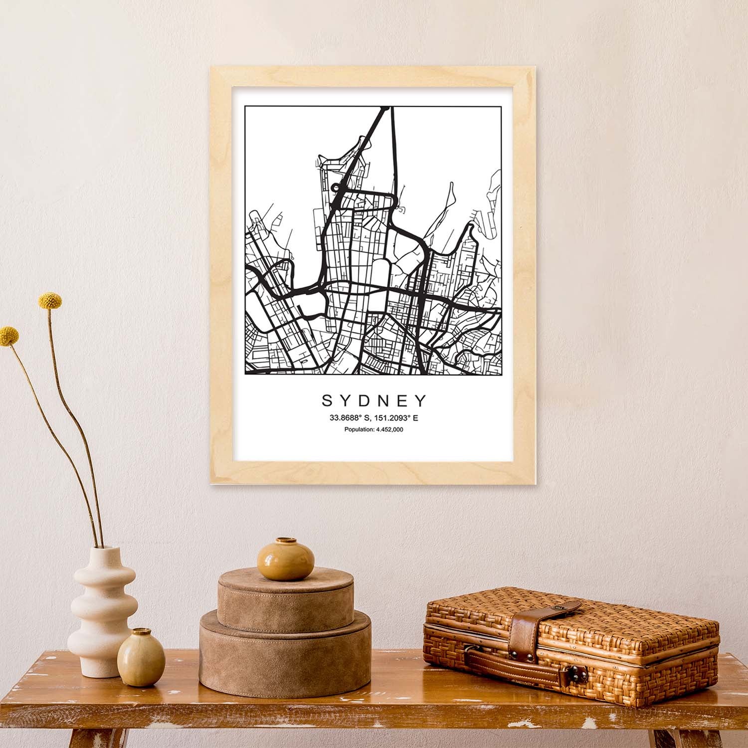 Sydney City Map Sheet Nordic Style En Noir Et Blanc. A4 Sans Cadre ...