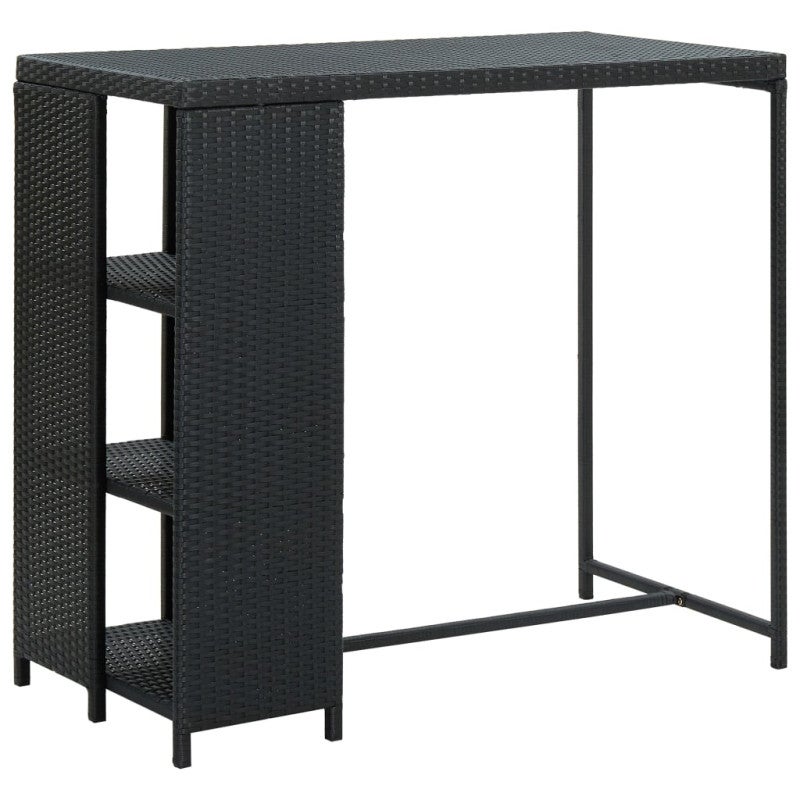Table de bar avec rangement Noir 120x60x110 cm Résine tressée | Leroy ...