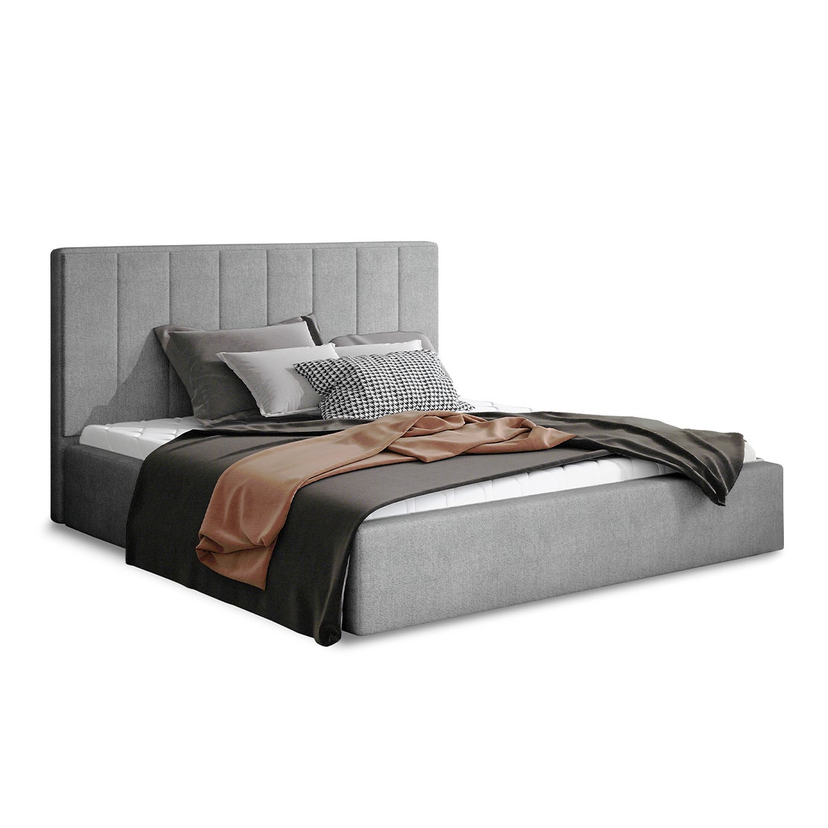 Lit coffre 180x200 sommier inclus Brook Gris | Leroy Merlin