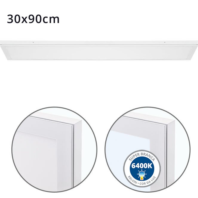 Panel superficie VOLTAIRE 30x90 72W LED 5760lm 6400K 120° C.90xL.30xA.2 ...