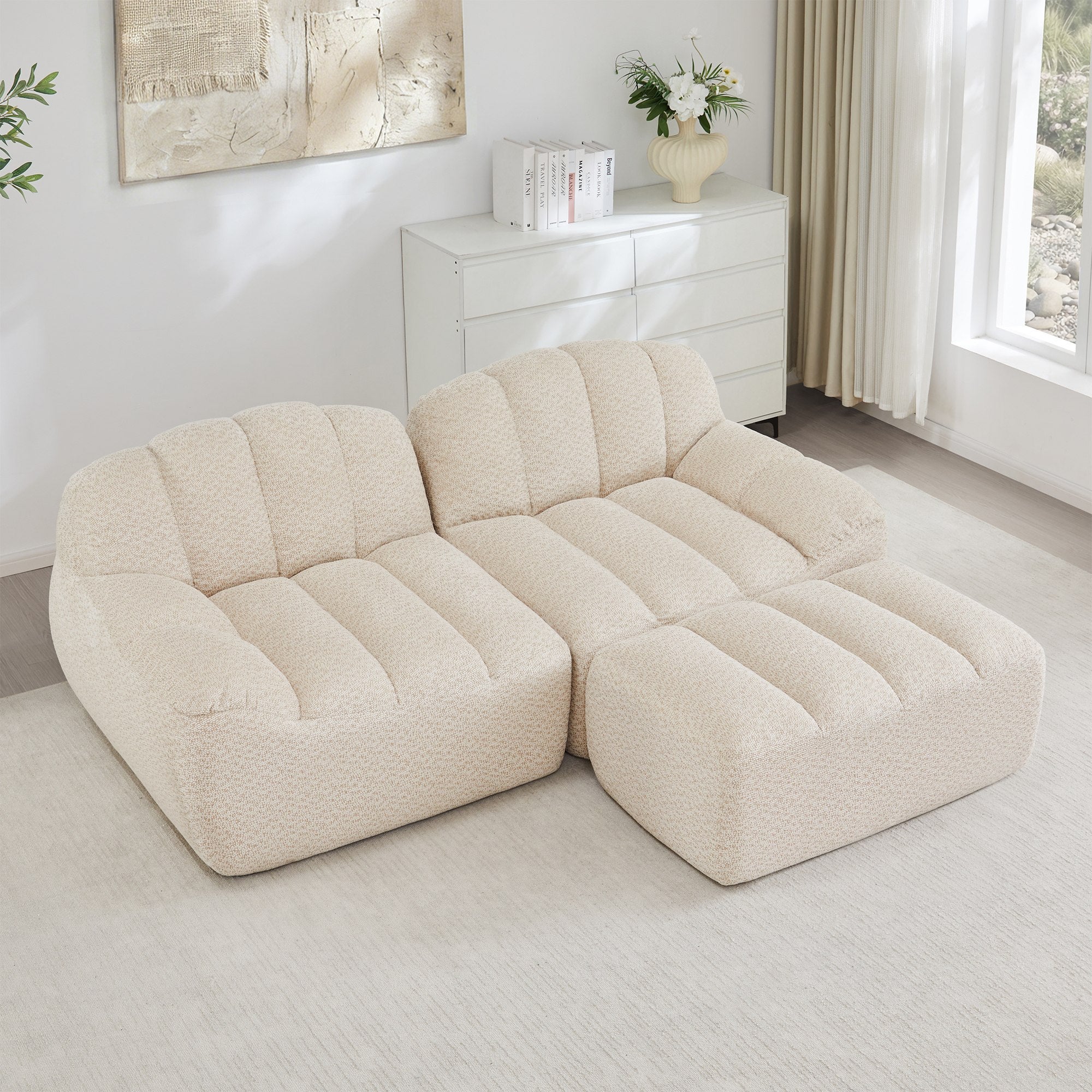 Canapé Modulaire en L 2 Places sans Structure, Design Coquille, Assise ...