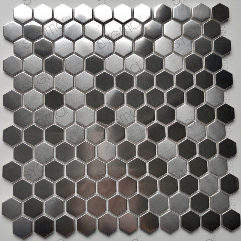 Carrelage hexagonal mosaique en acier inox pour mur cuisine ou sol ...