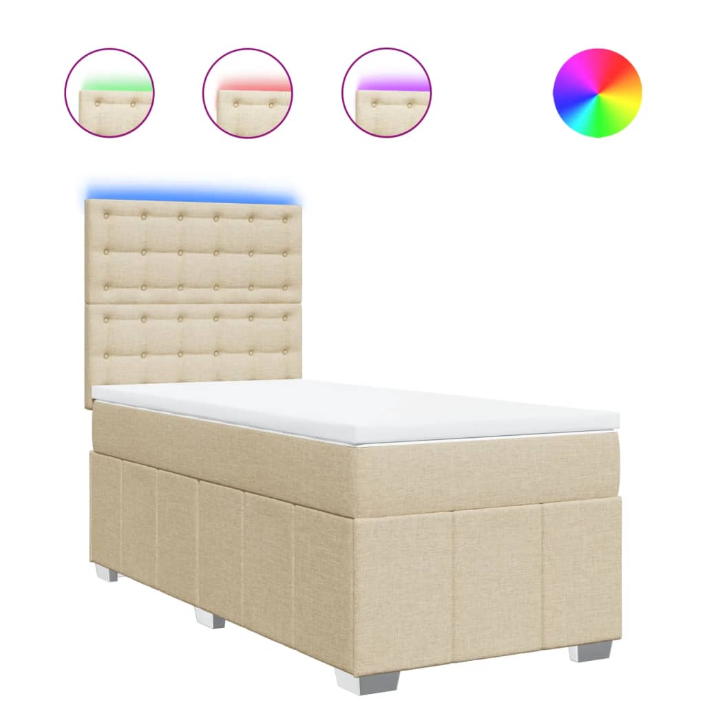 Cama box spring con colchón tela color crema 90x200 cm | Leroy Merlin
