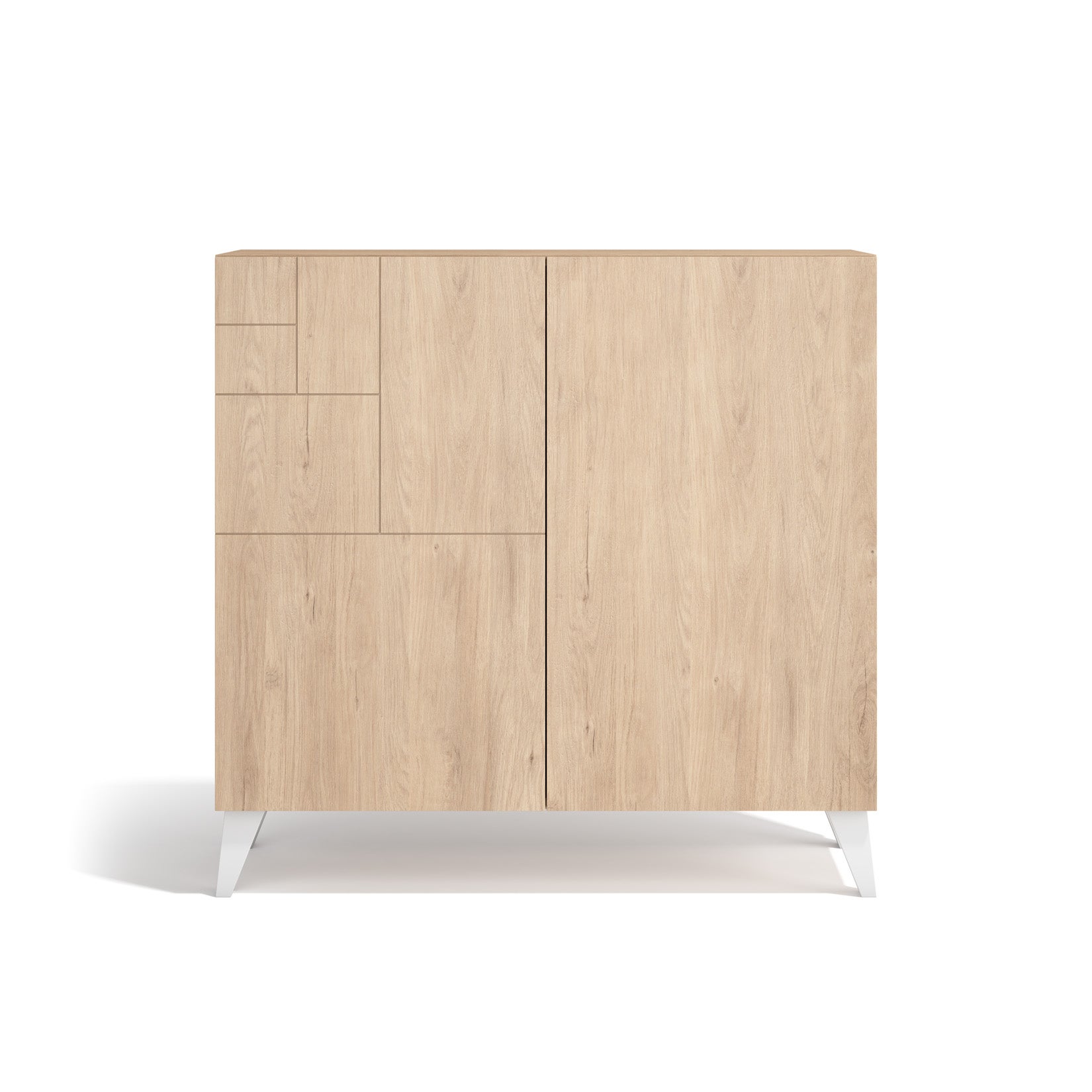 Mueble zapatero en melamina y patas haya, modelo Bergen, color roble ...