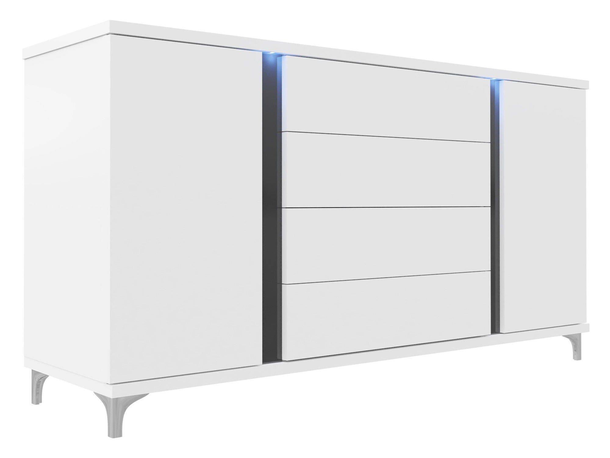 Commode Livseri 103, Blanc, Noir brillant, Blanc brillant, Tiroirs et ...