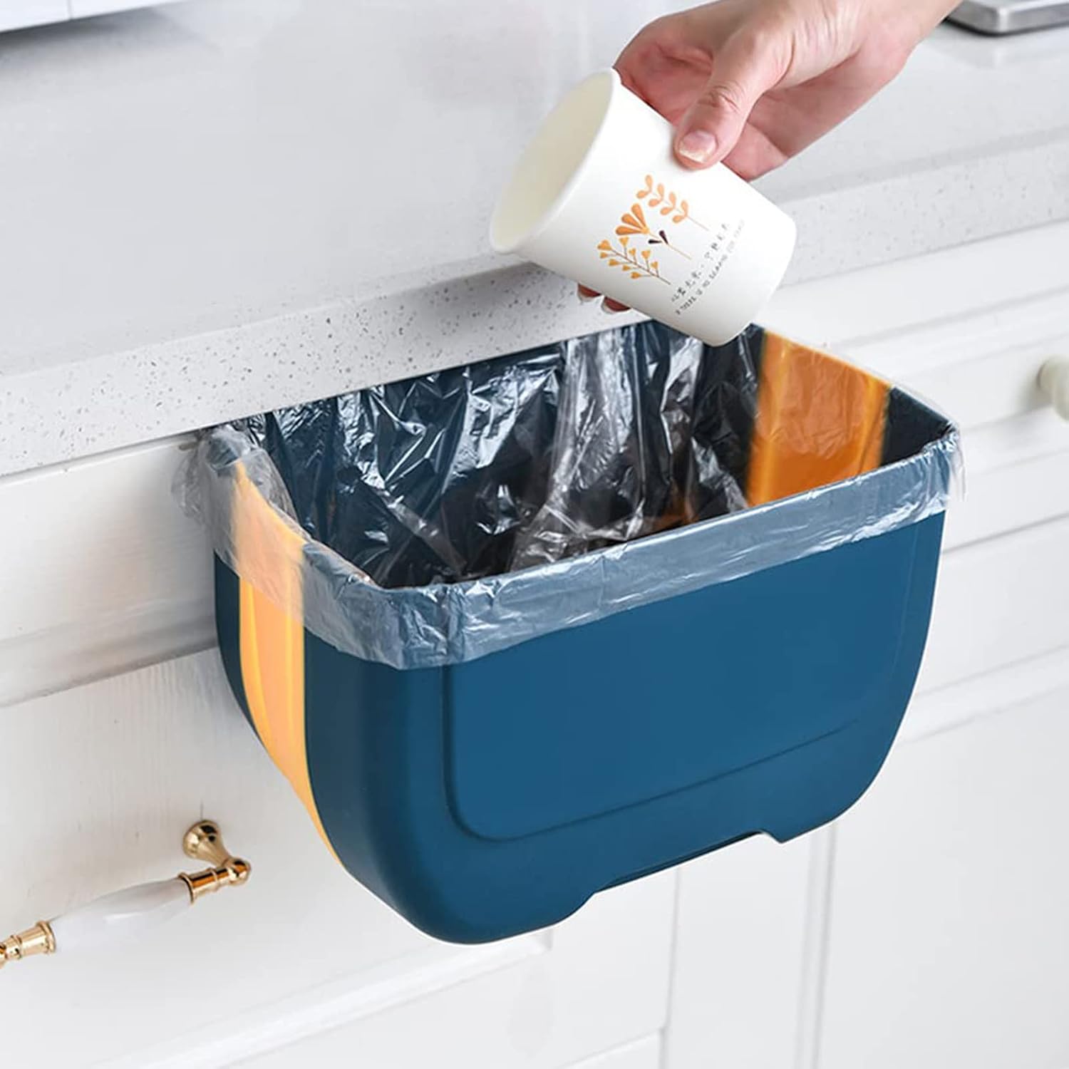 Poubelle Suspendue de Cuisine pliable de 5L bleu | Leroy Merlin