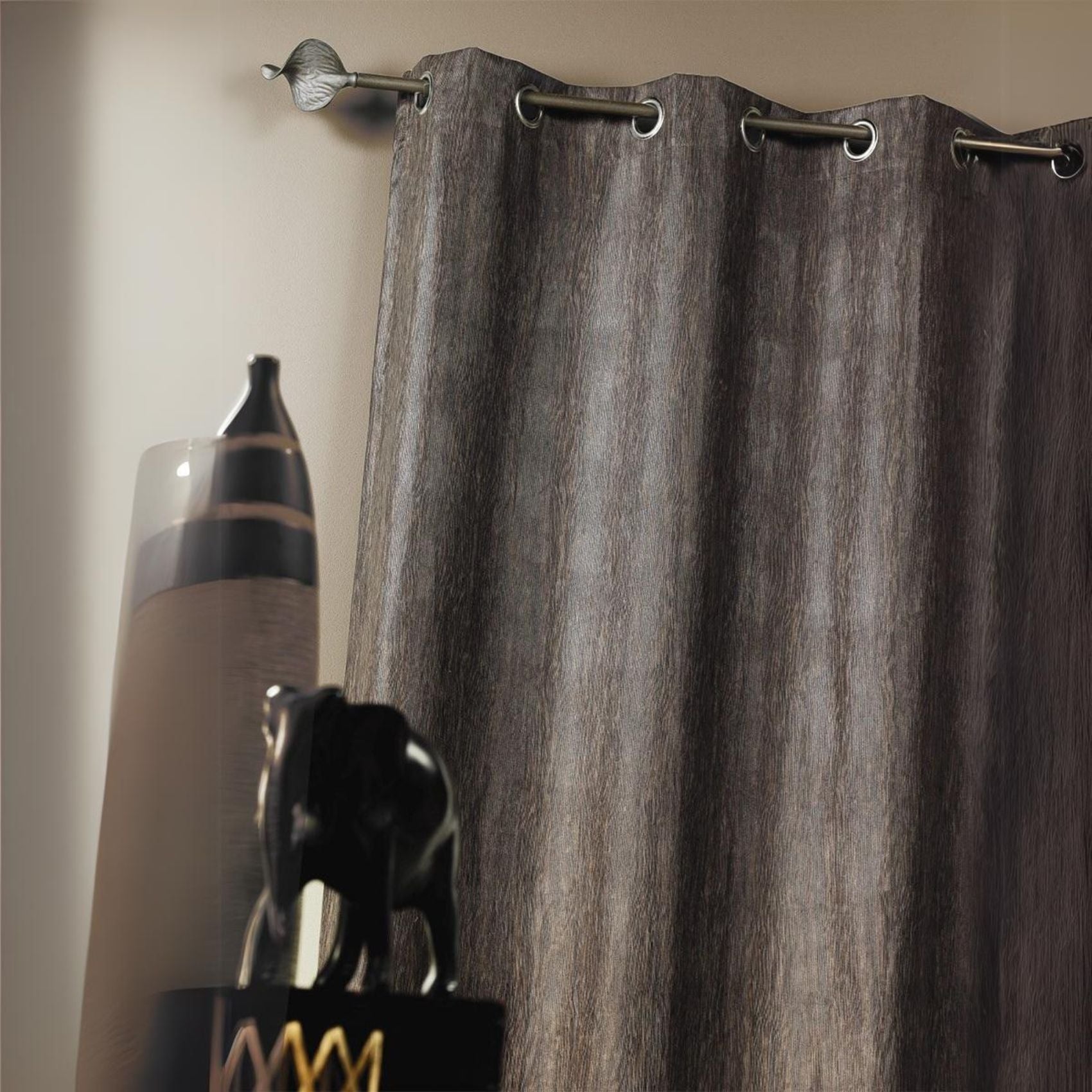 Double Rideau ameublement faux uni - Marron chocolat - 140x260 cm ...