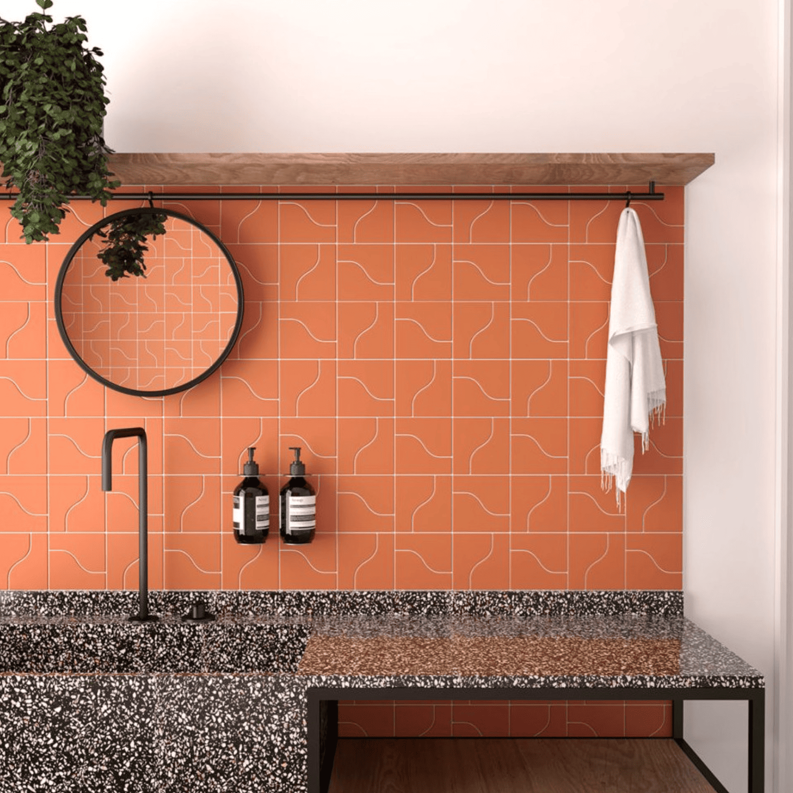 Carrelage mural faïence effet graphique REVERS 12x8,3cm 12x8.3cm Orange ...