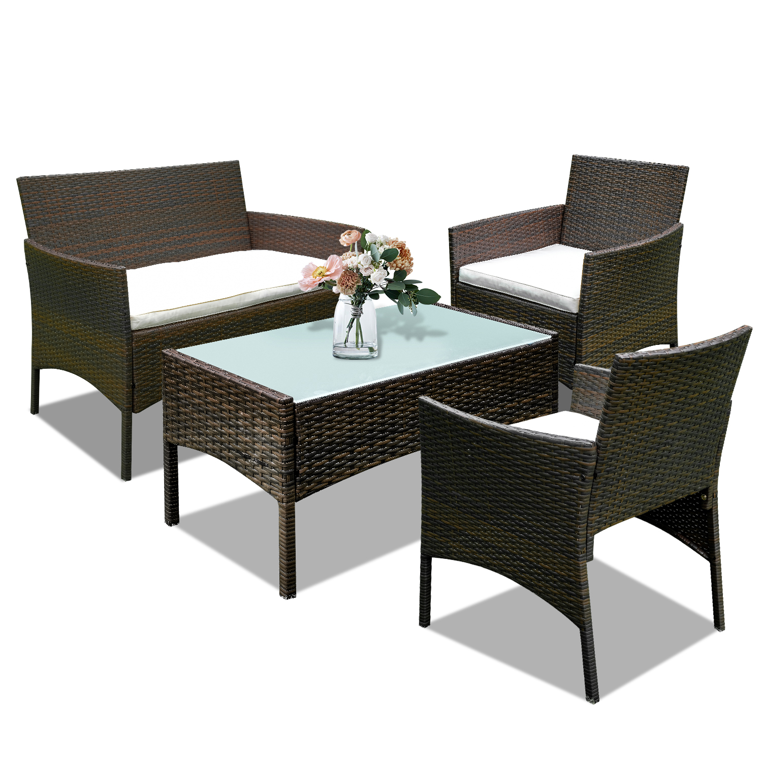 Muebles de jardín de cristal Juego de asientos para balcón Juego de ...