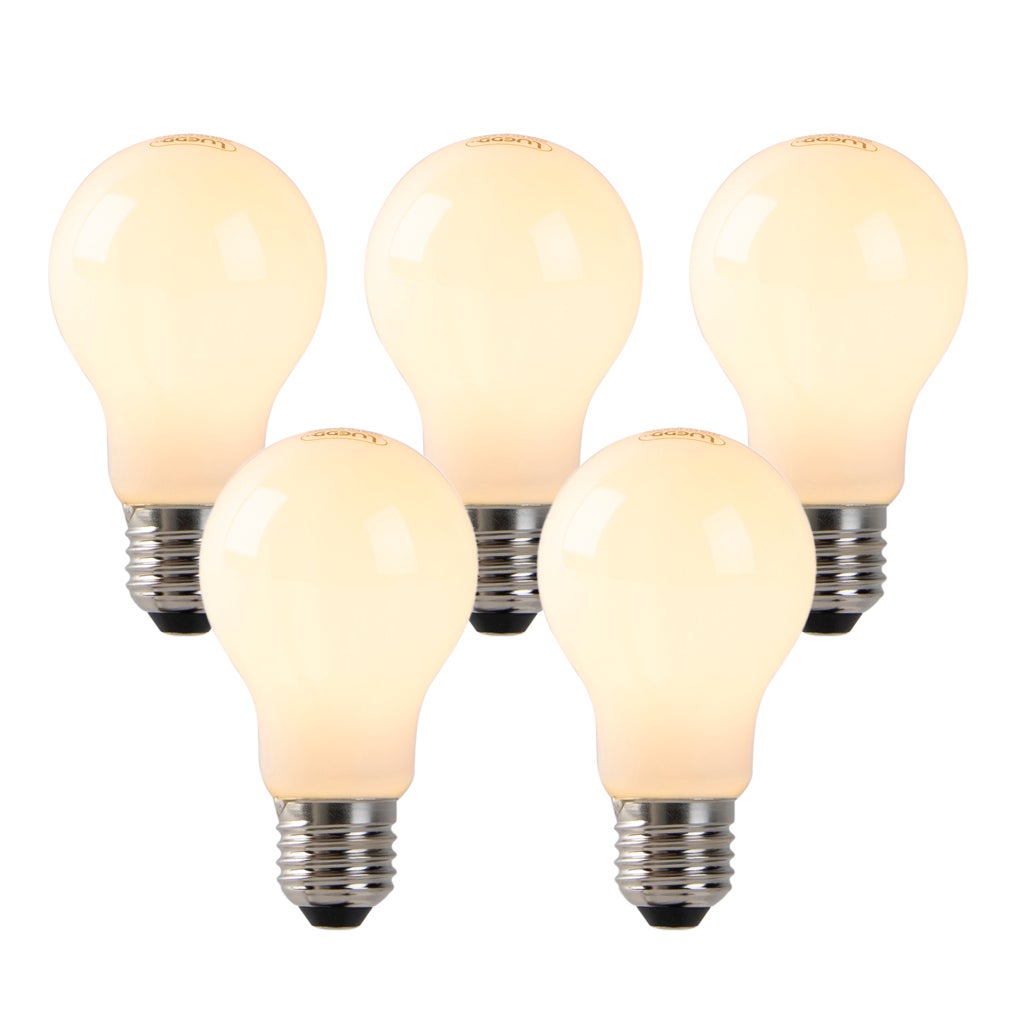 Lot de 5 lampes LED E27 dimmables verre opale 4W 320 lm 2200K | Leroy ...