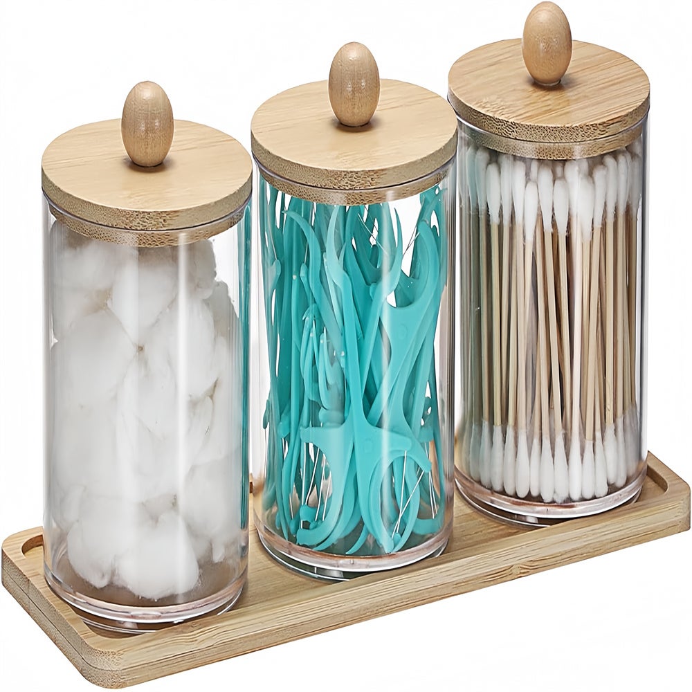 Porte-coton-tige avec tampon, 3 compartiments avec couvercles ...