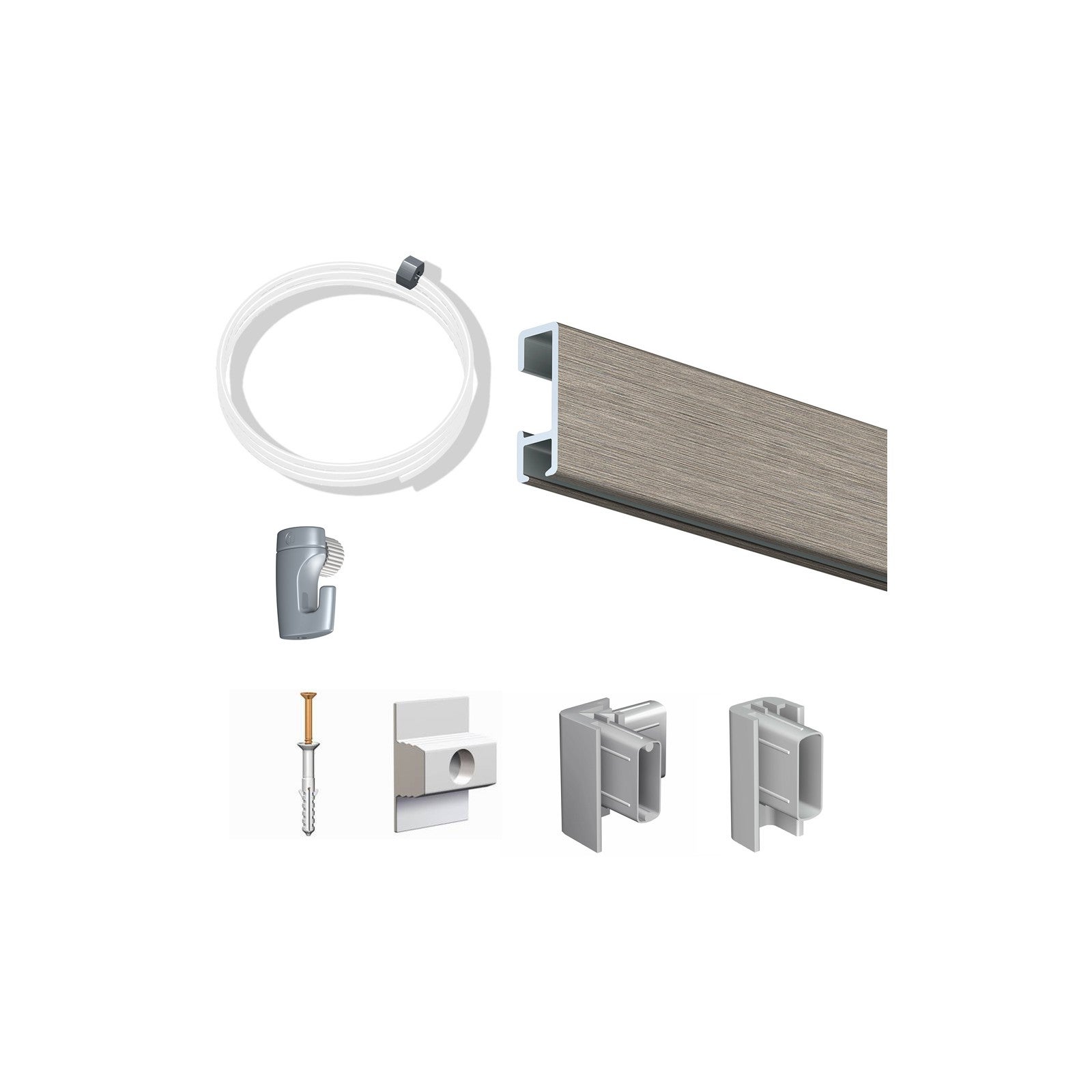 Pack Eco 30 mètres de cimaise Click Rail couleur Aluminium - Solution ...