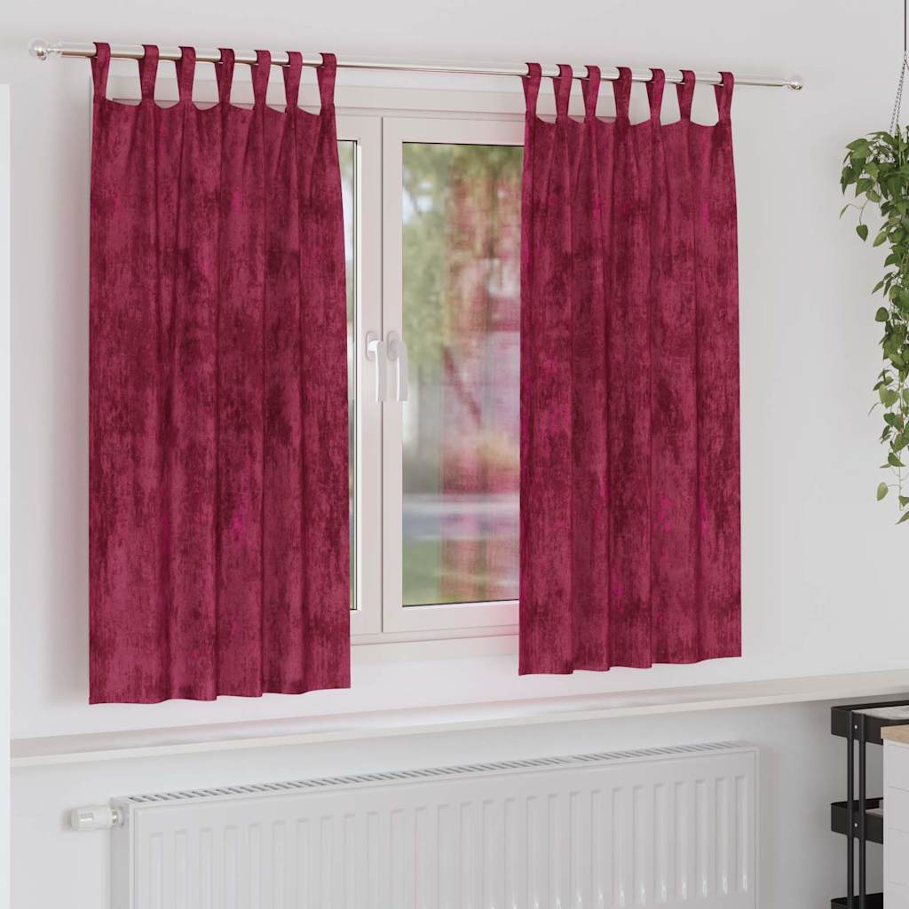 Rideaux en velours 2 pcs Rouge bordeaux 175 x 140 cm Velours | Leroy Merlin
