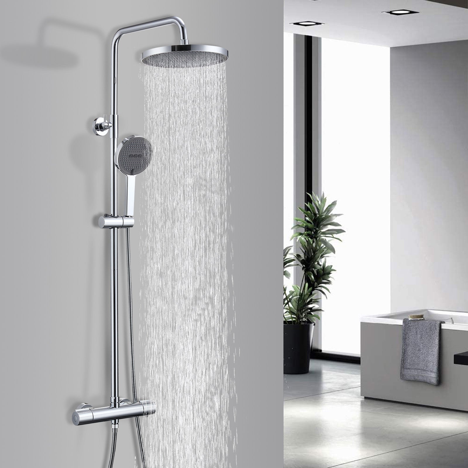 Colonne de Douche Thermostatique Ensemble de Douche Chromé Système de ...