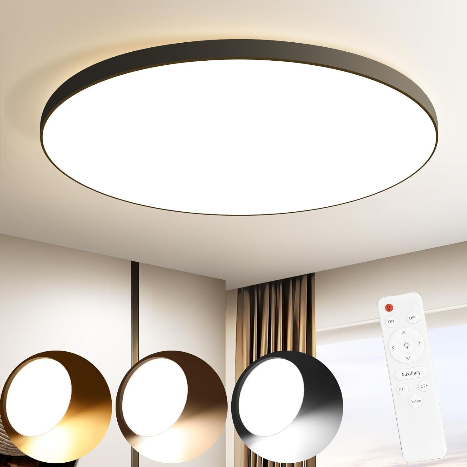 ZMH Plafonnier LED moderne IP44 pour couloir avec télécommande, lampe ...