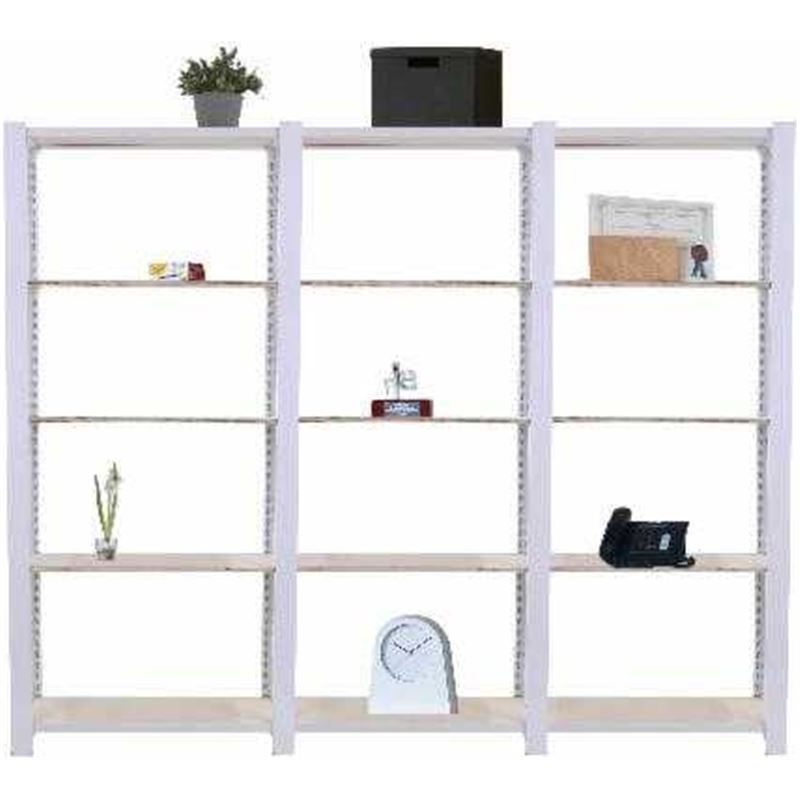 Estanteria OFFICLICK 5/300 PLYWOOD 2400 BLANCO/ABEDUL - 8425437128639 - Simon Rack | Leroy Merlin