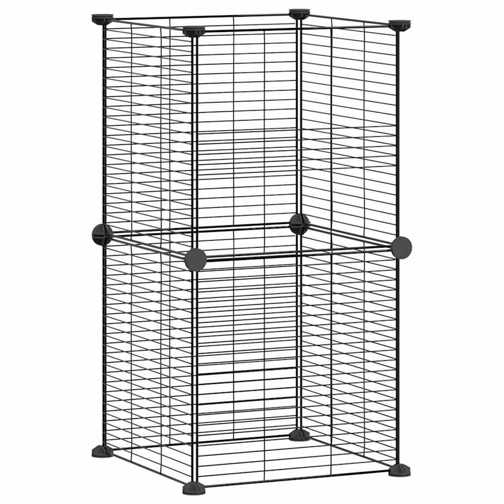 Cage animaux de compagnie à 8 panneaux Noir 35x35 cm Acier CFW57016 ...